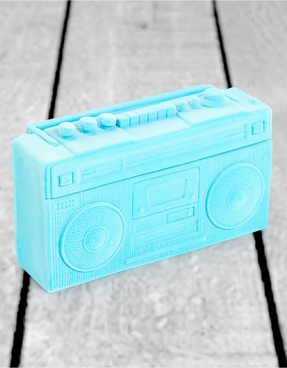 Light Blue Flock Radio Money Box
