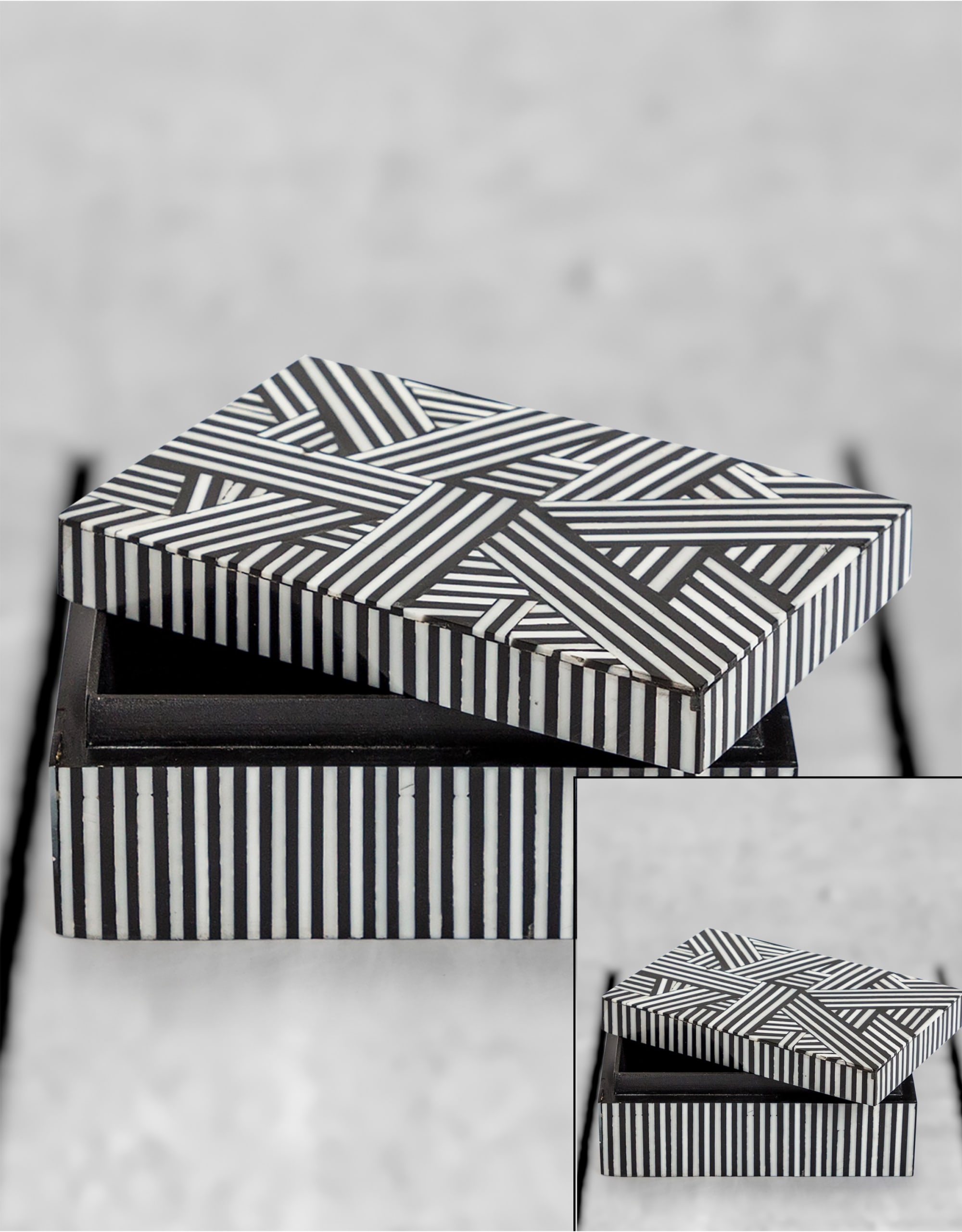Black and White Striped Small Storage Box