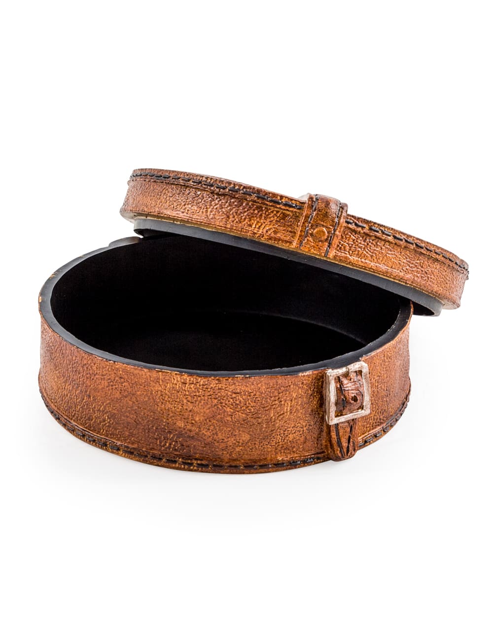 Antique Leather Effect Hat Box Storage Box