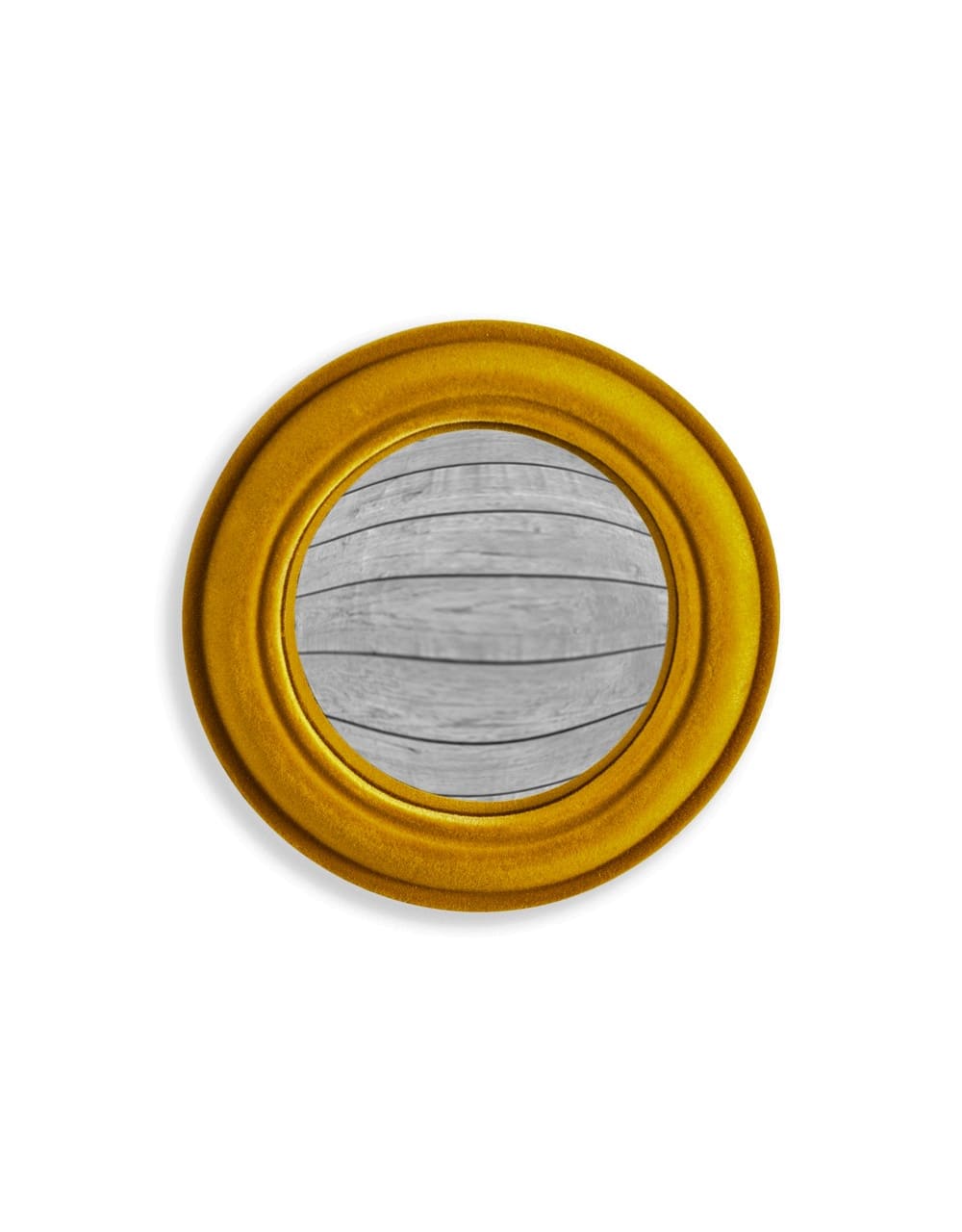 MK73-Mustard Yellow Flock Rounded Framed Small Convex Mirror