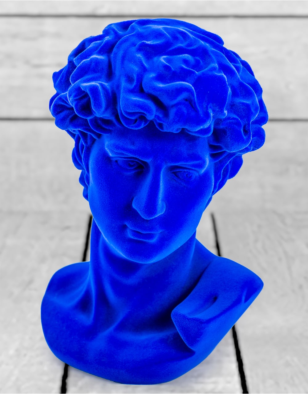 Cobalt Blue Flock Large David Bust