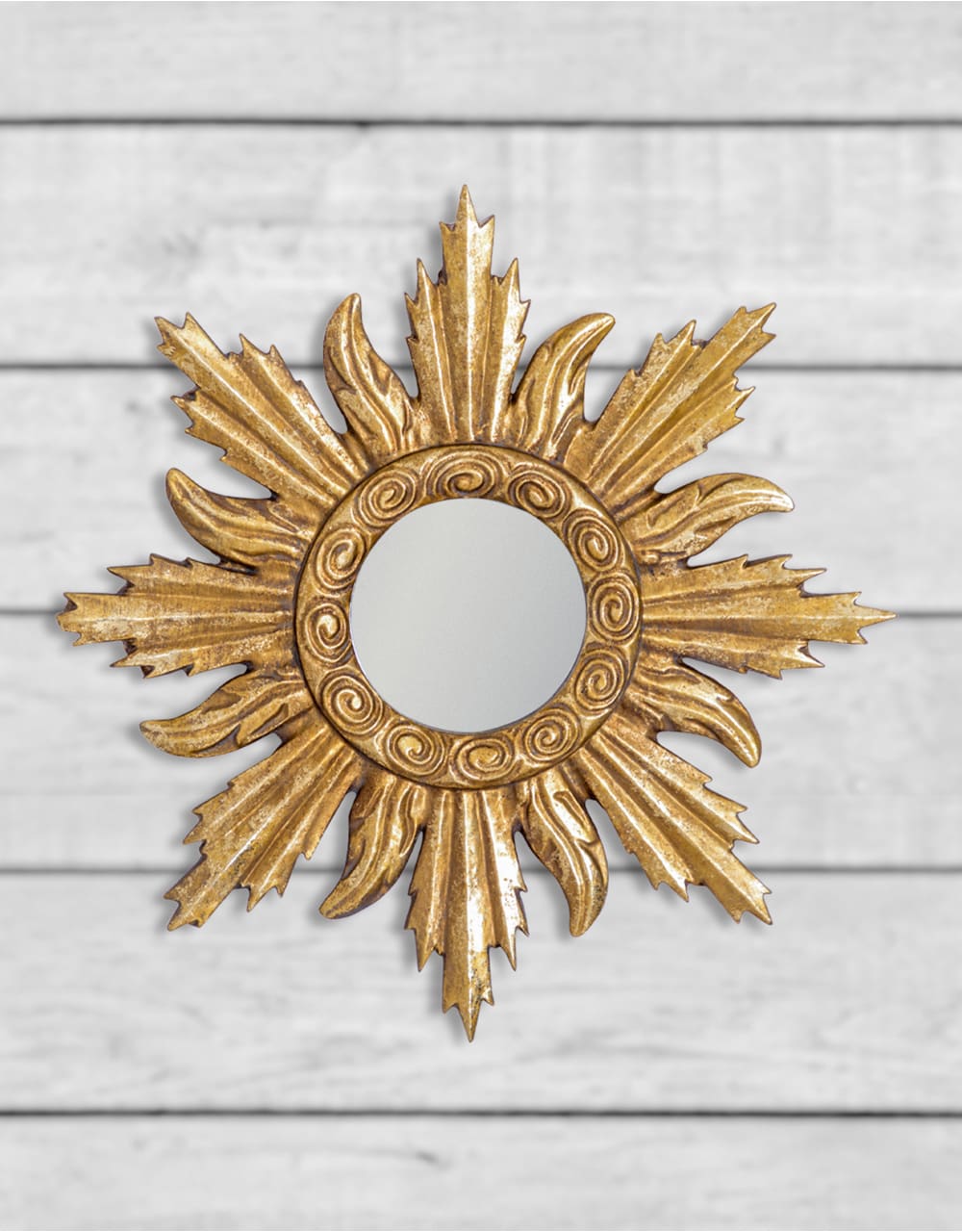 Small Antiqued Gold Ornate Framed Mirror