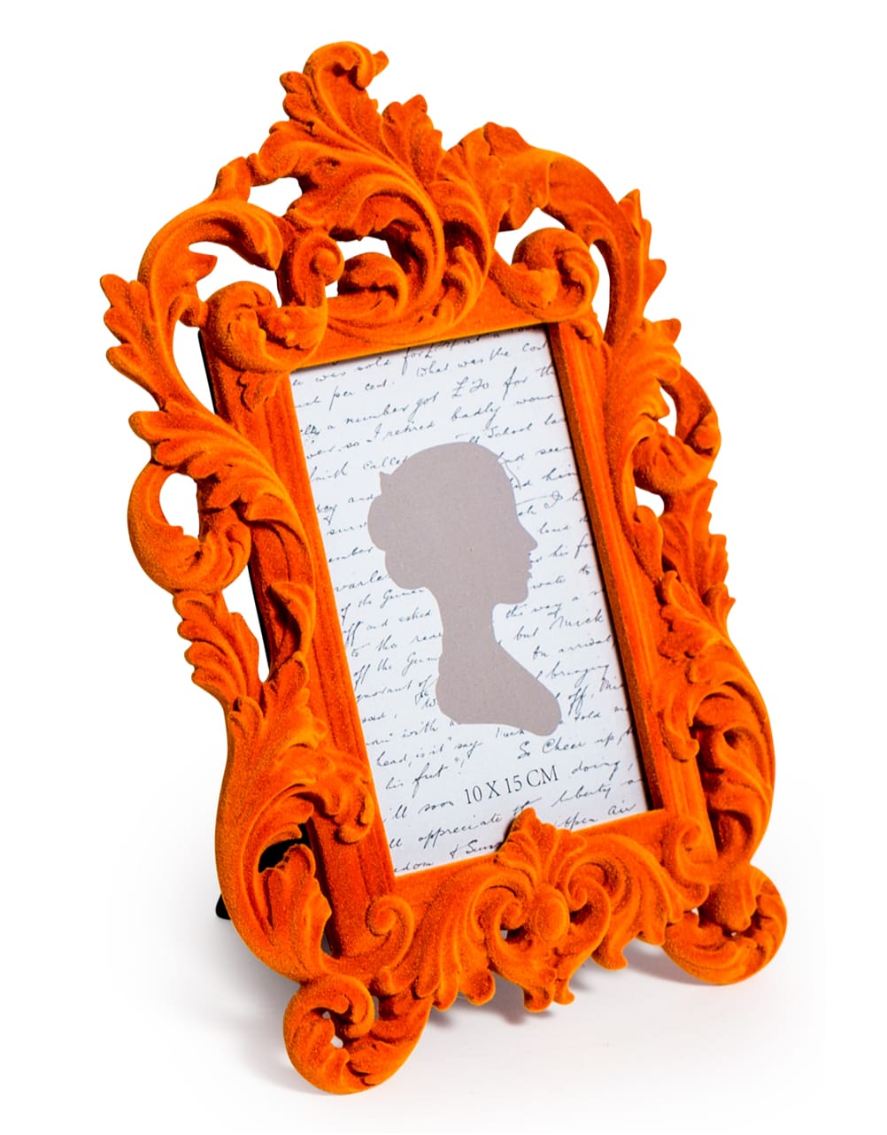 Bright Orange Flock Ornate Photo Frame