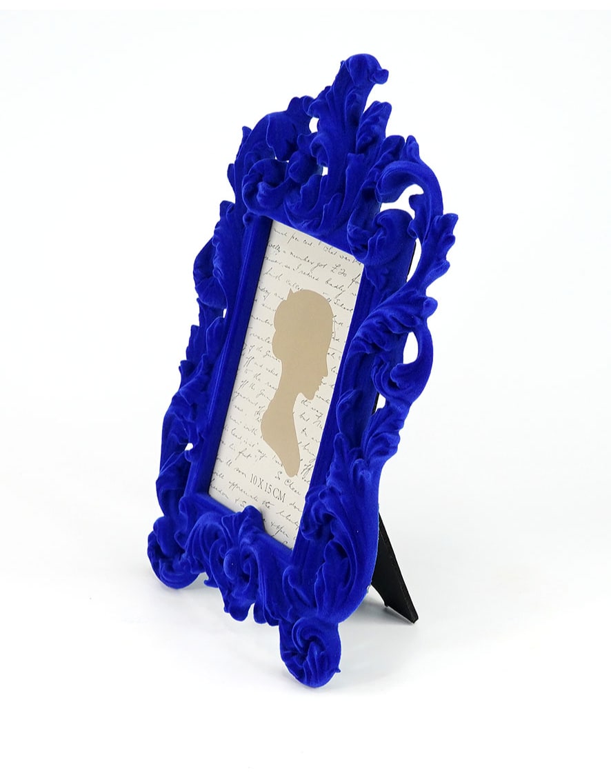 Cobalt Blue Flock Ornate Photo Frame