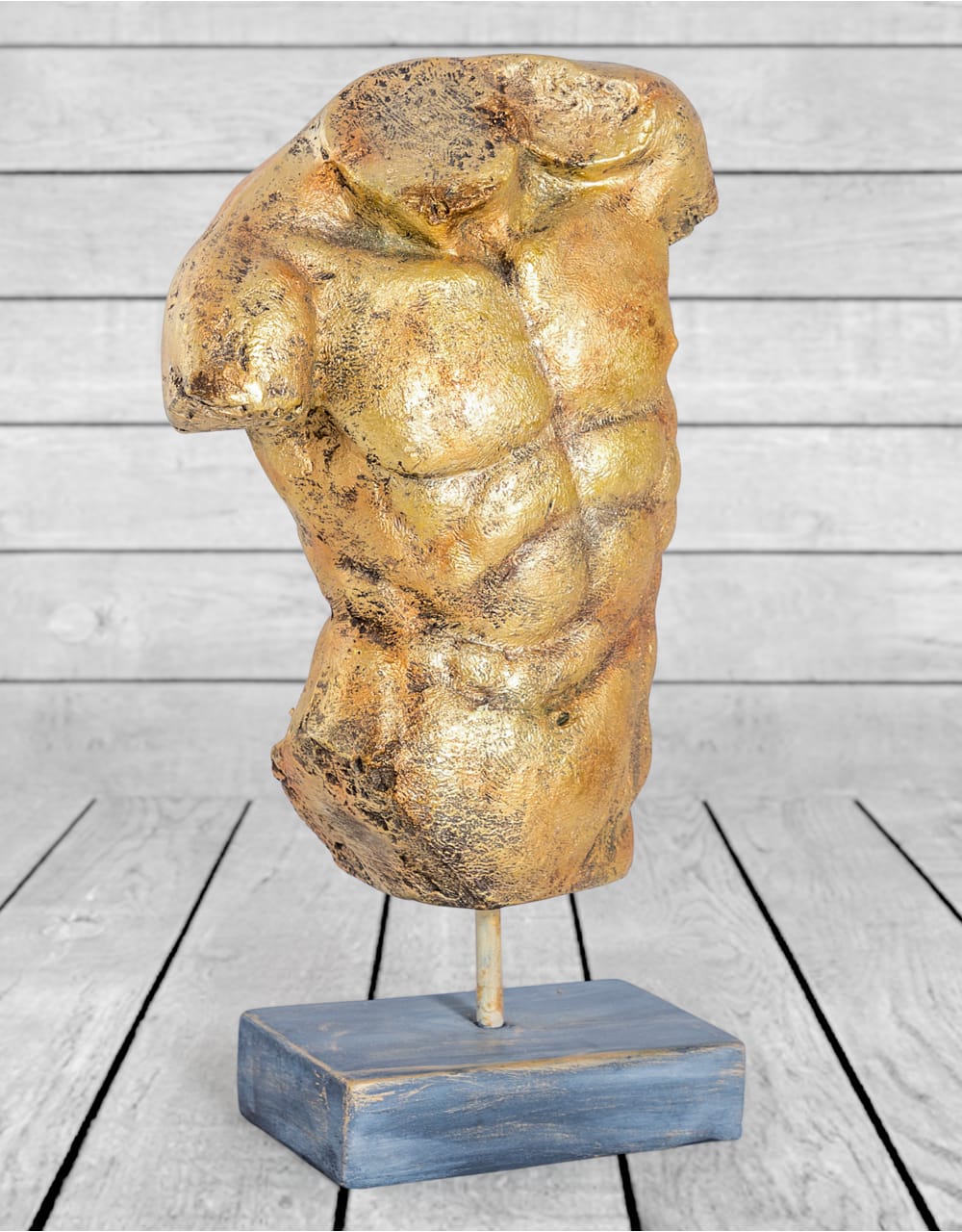 Antiqued Gold Classical Male Torso on Base