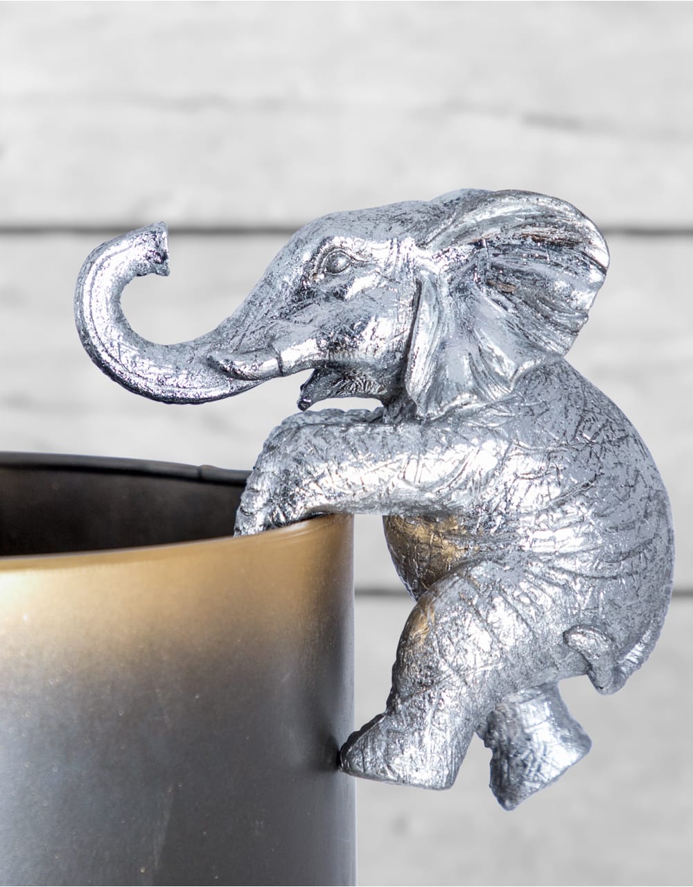 Antique Silver Hanging Elephant Pot Decor
