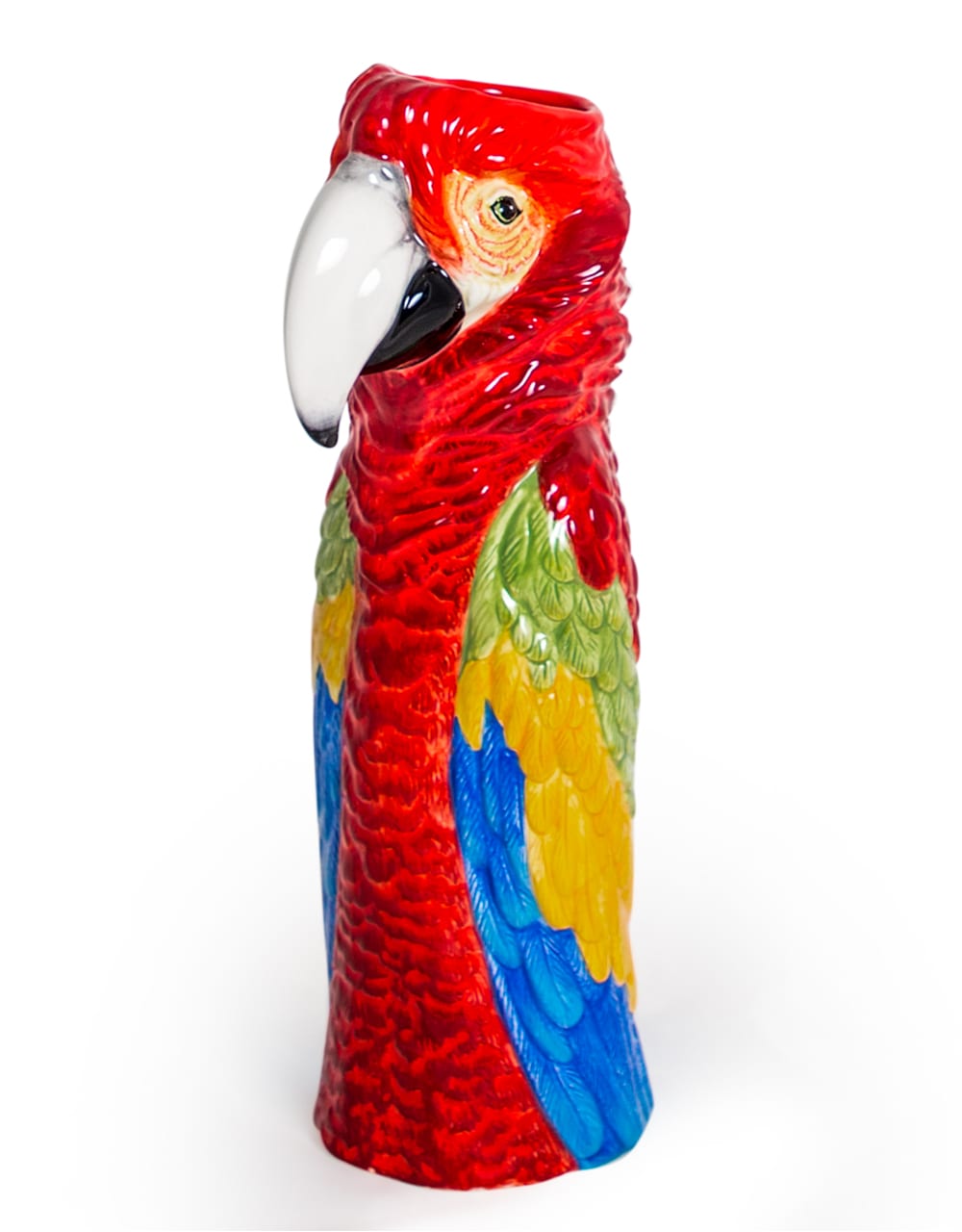 Hand Painted Ceramic Red Macaw/Parrot Head Vase