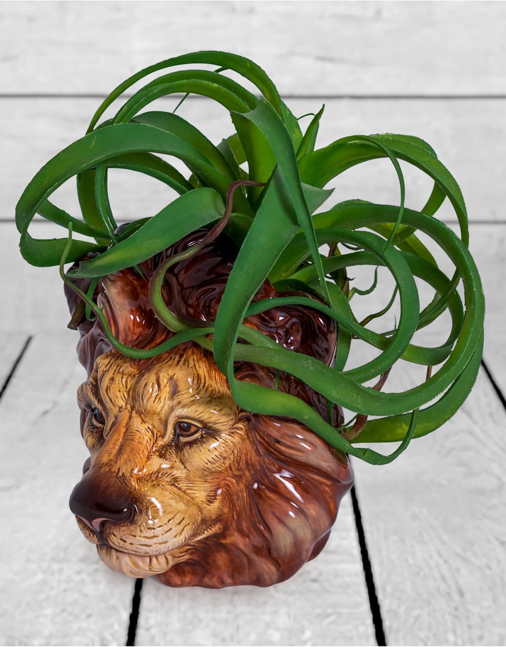 Hand Painted Ceramic Lion Head Storage Jar/Vase