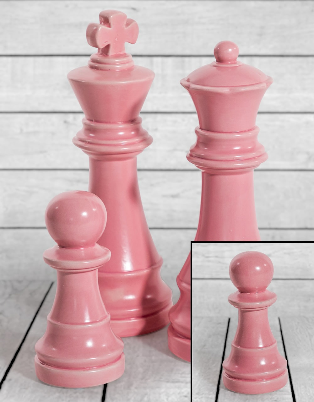 Matt Pink Large Ceramic Pawn Chess Piece Ornament (to be bought in qtys ...