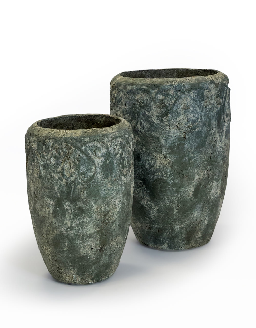 Tall Antiqued Stone Effect Eco S/2 Garden Planters