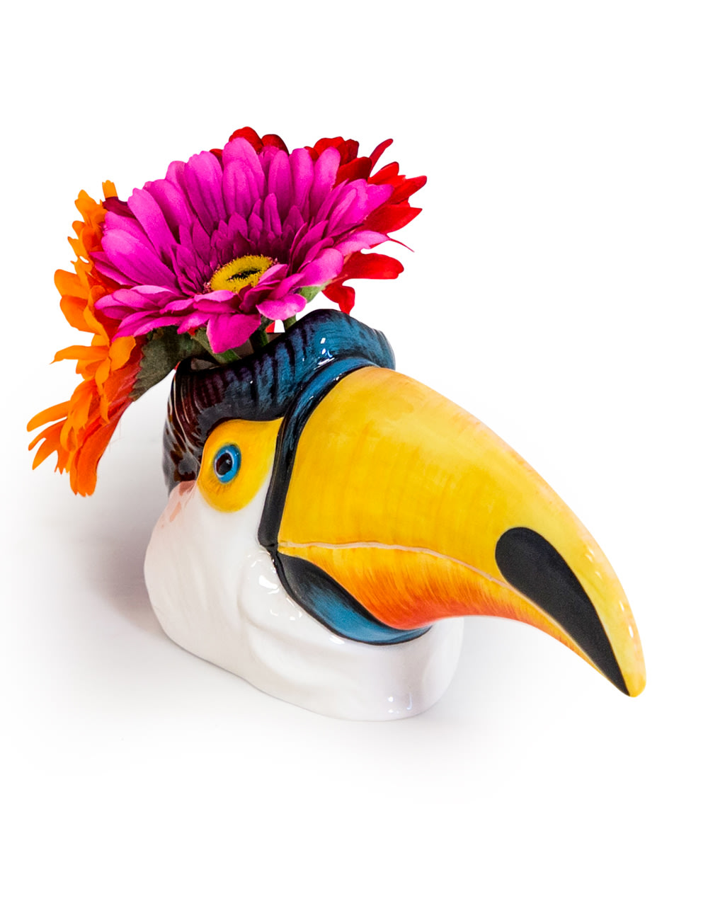 Hand Painted Ceramic Toucan Head Storage Jar/Vase