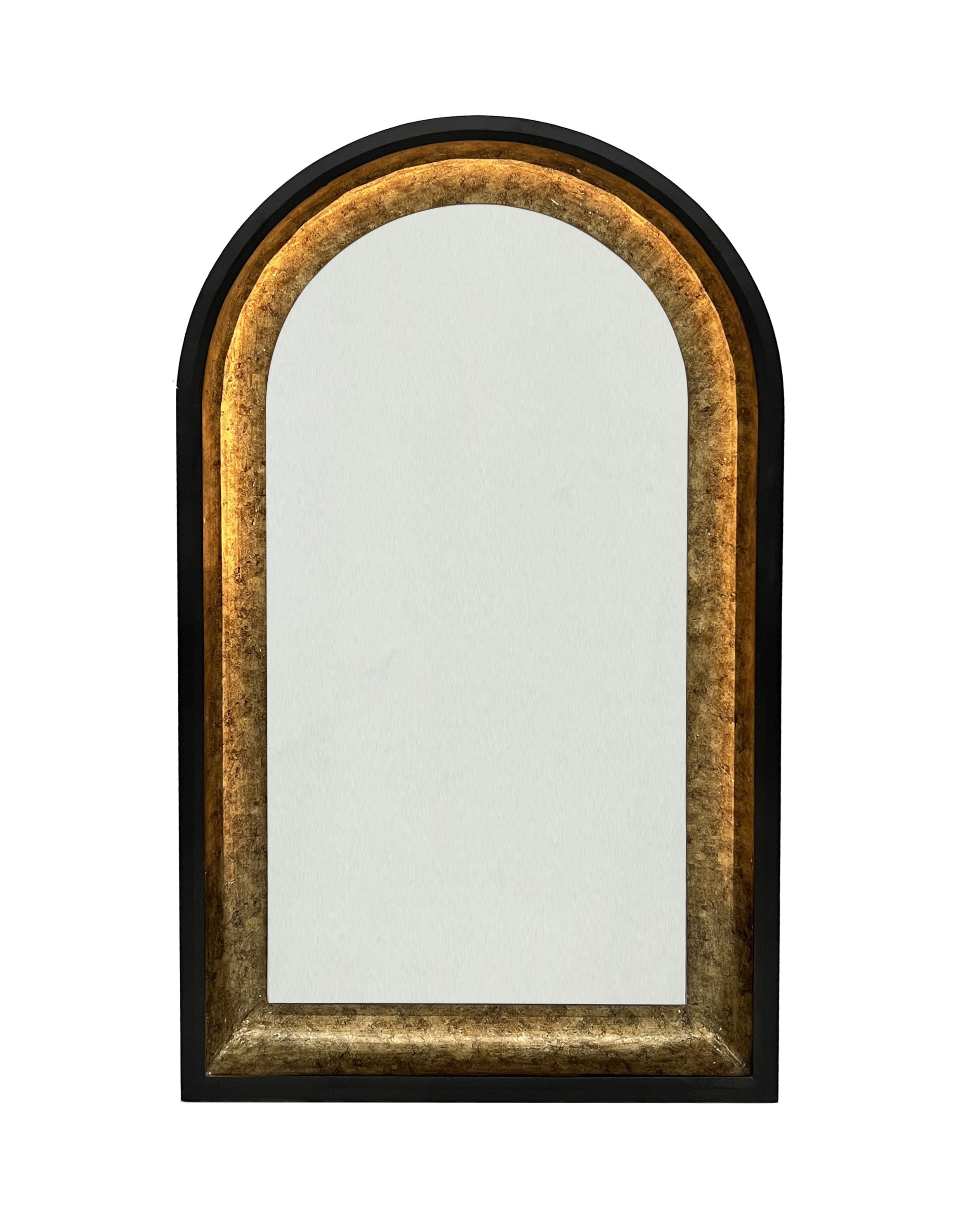 Limehouse Black & Antique Gold Arch Wall Mirror with LED Lighting