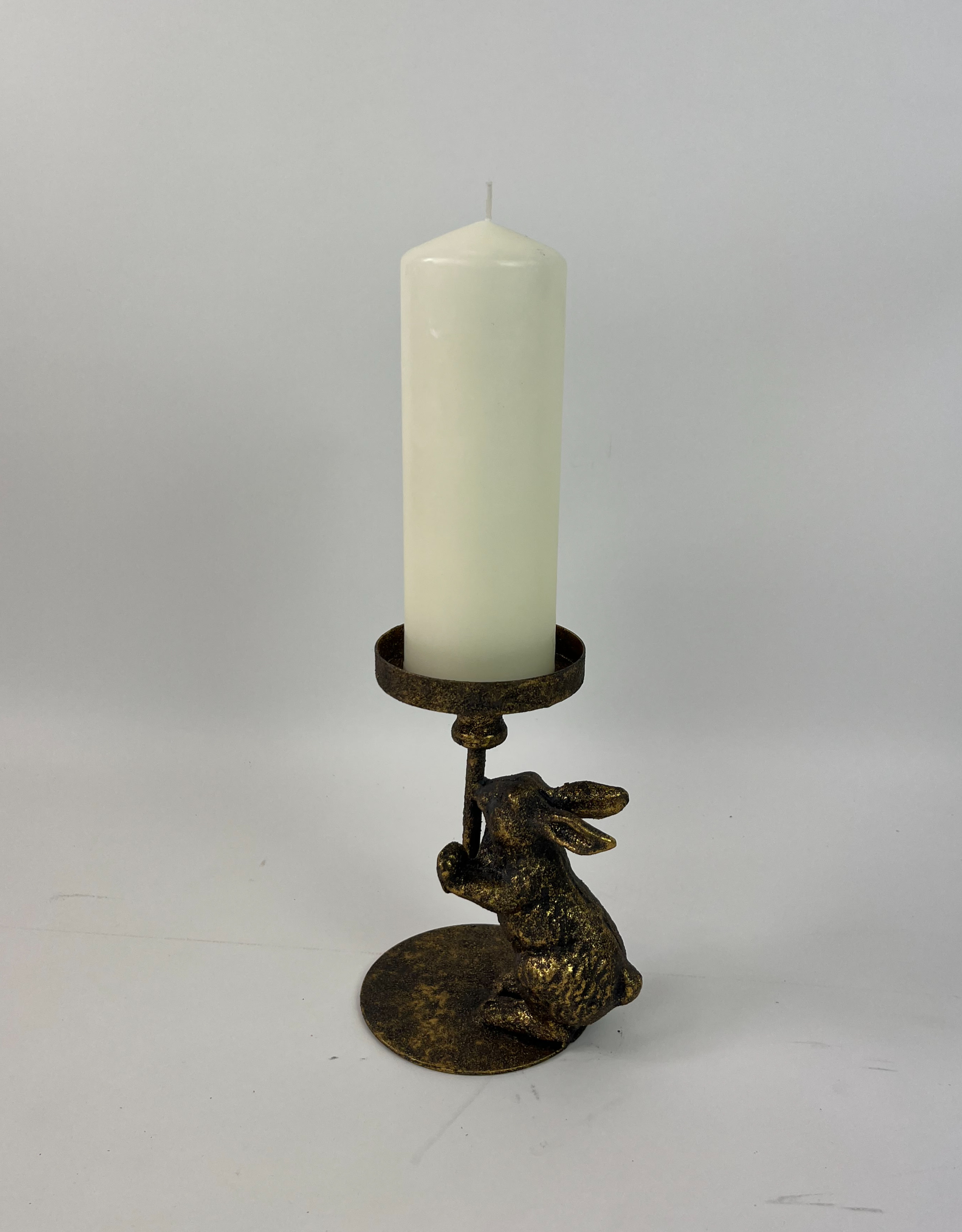 Antiqued Rabbit Candle Holder with Glass Cover (to be bought in qtys of 2)