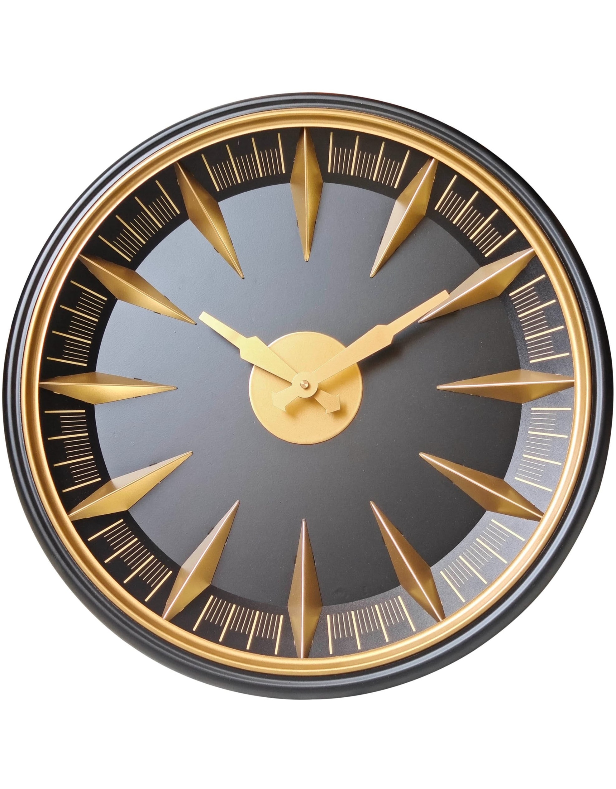 Large Black & Antique Gold California Wall Clock