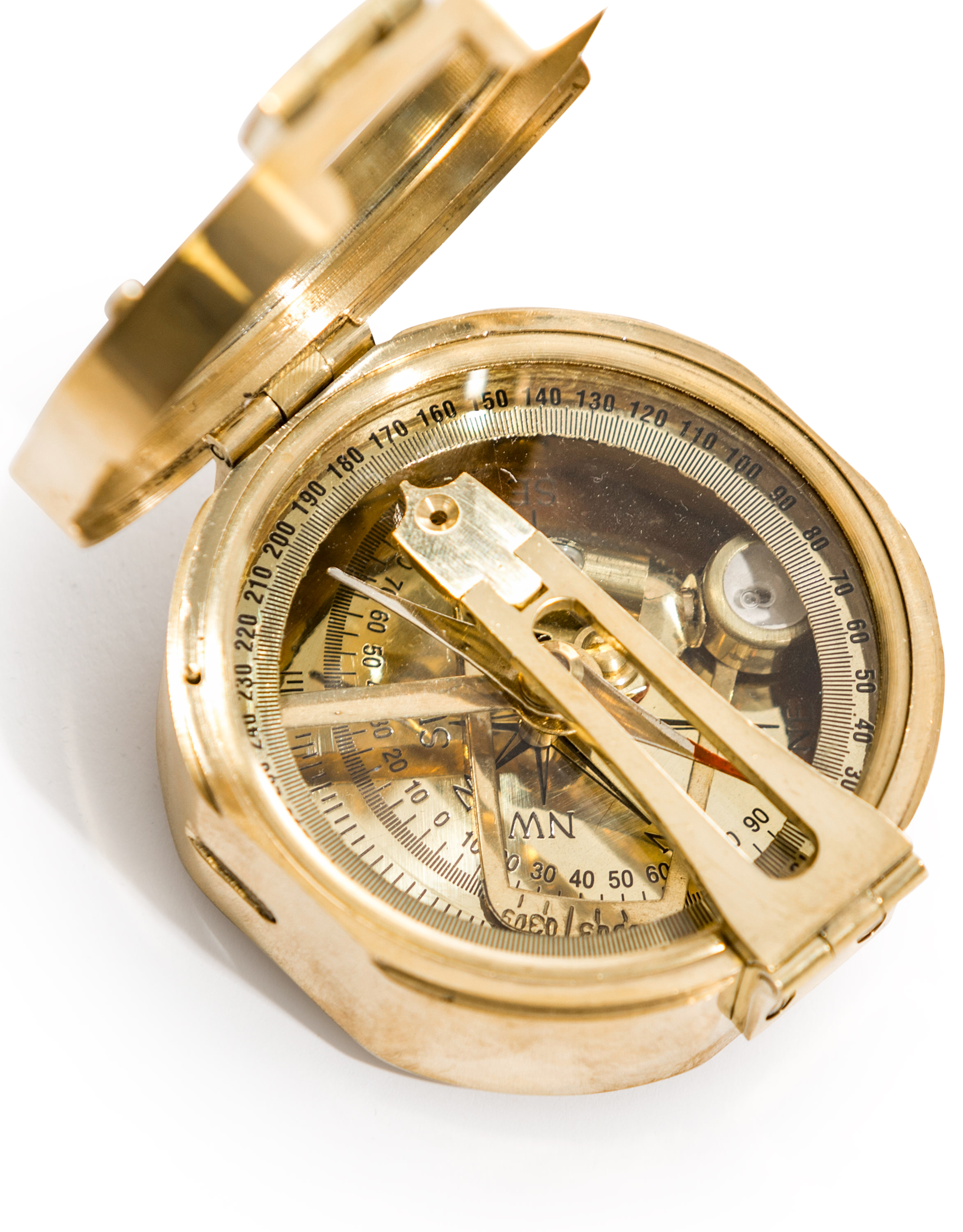 Polished Brass Nautical Compass w/ Copper Tag