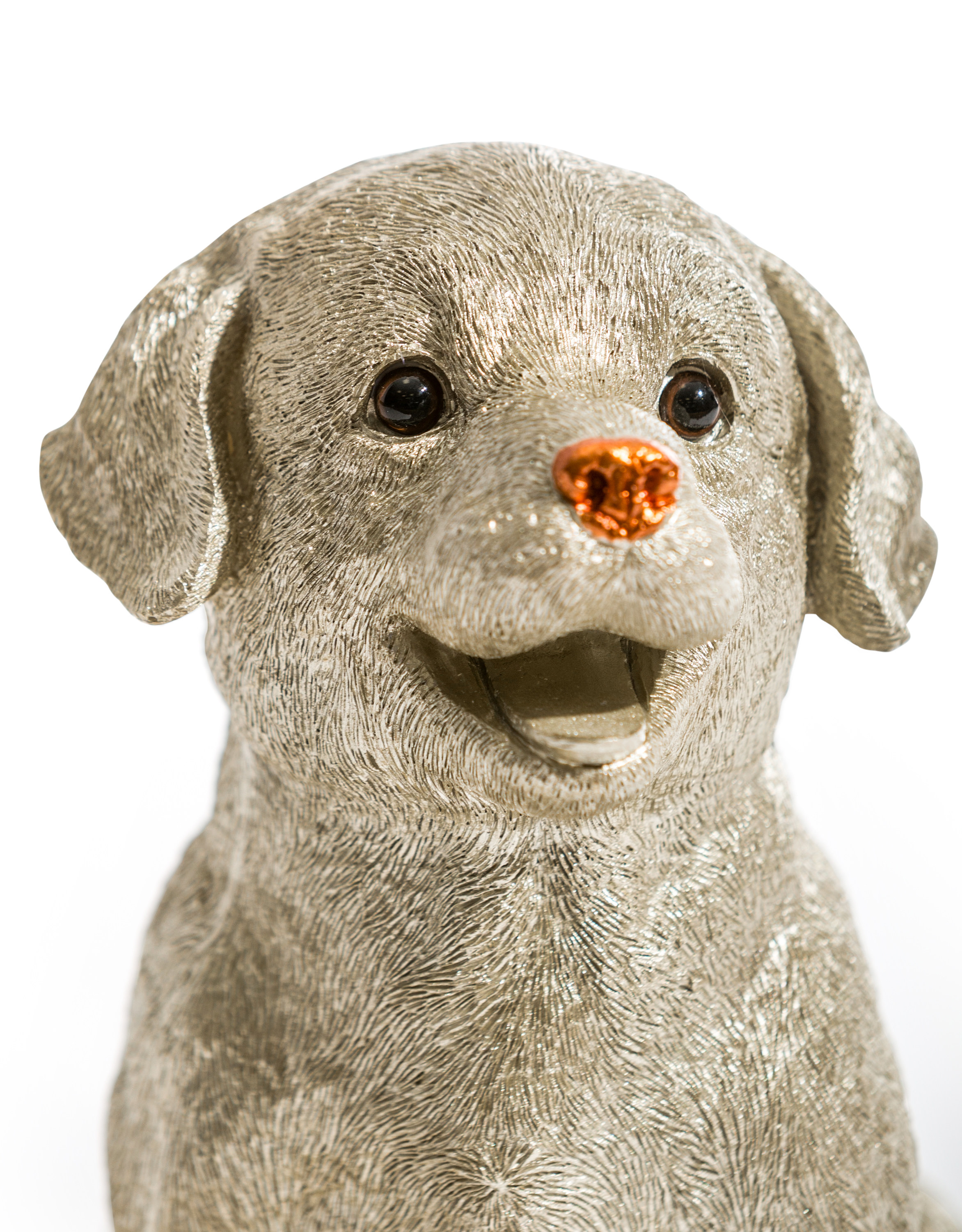 Antique Silver Labrador Holding Gold Tray