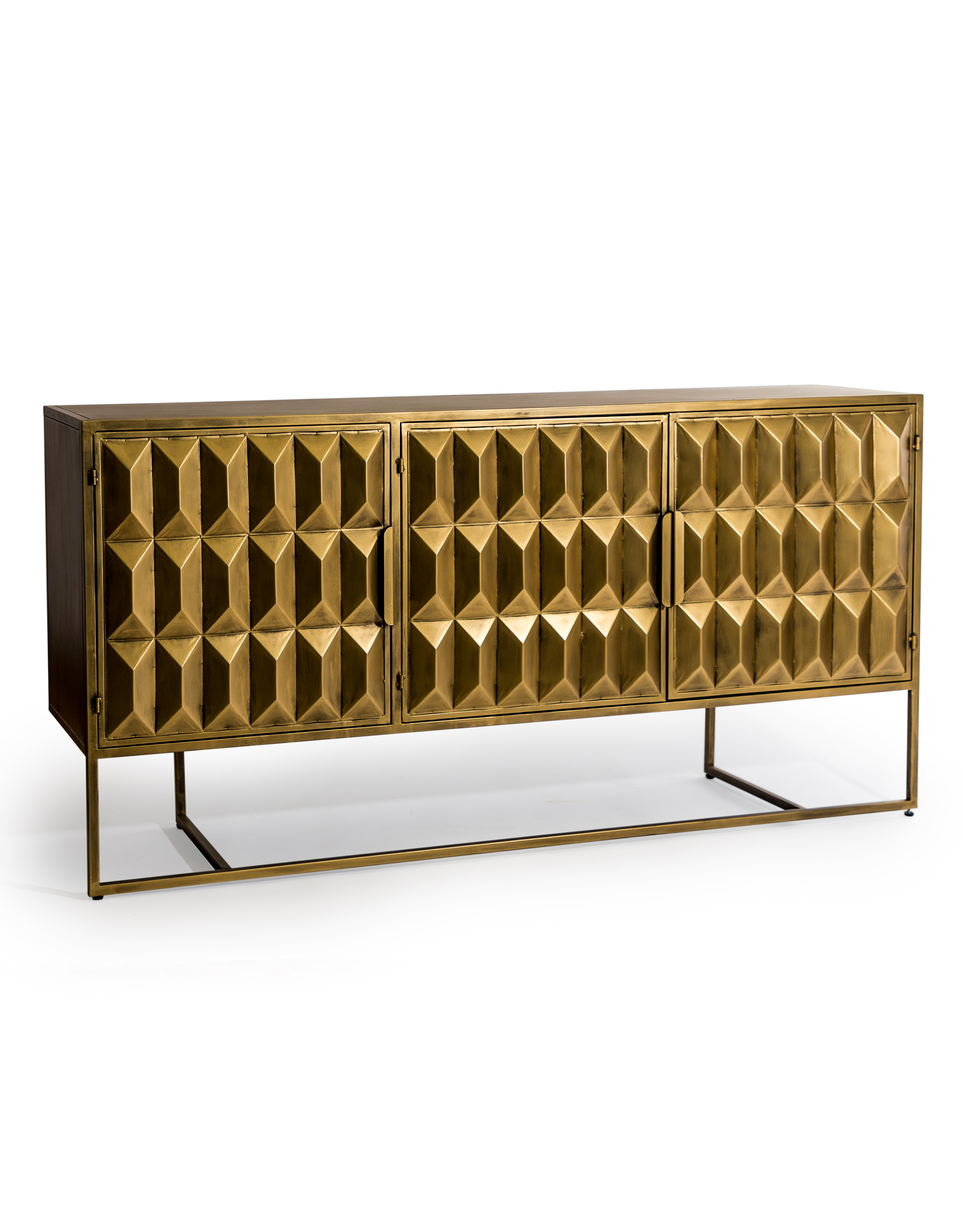 Industrial Gold "Fitzgerald" 3 Door Large Metal Sideboard