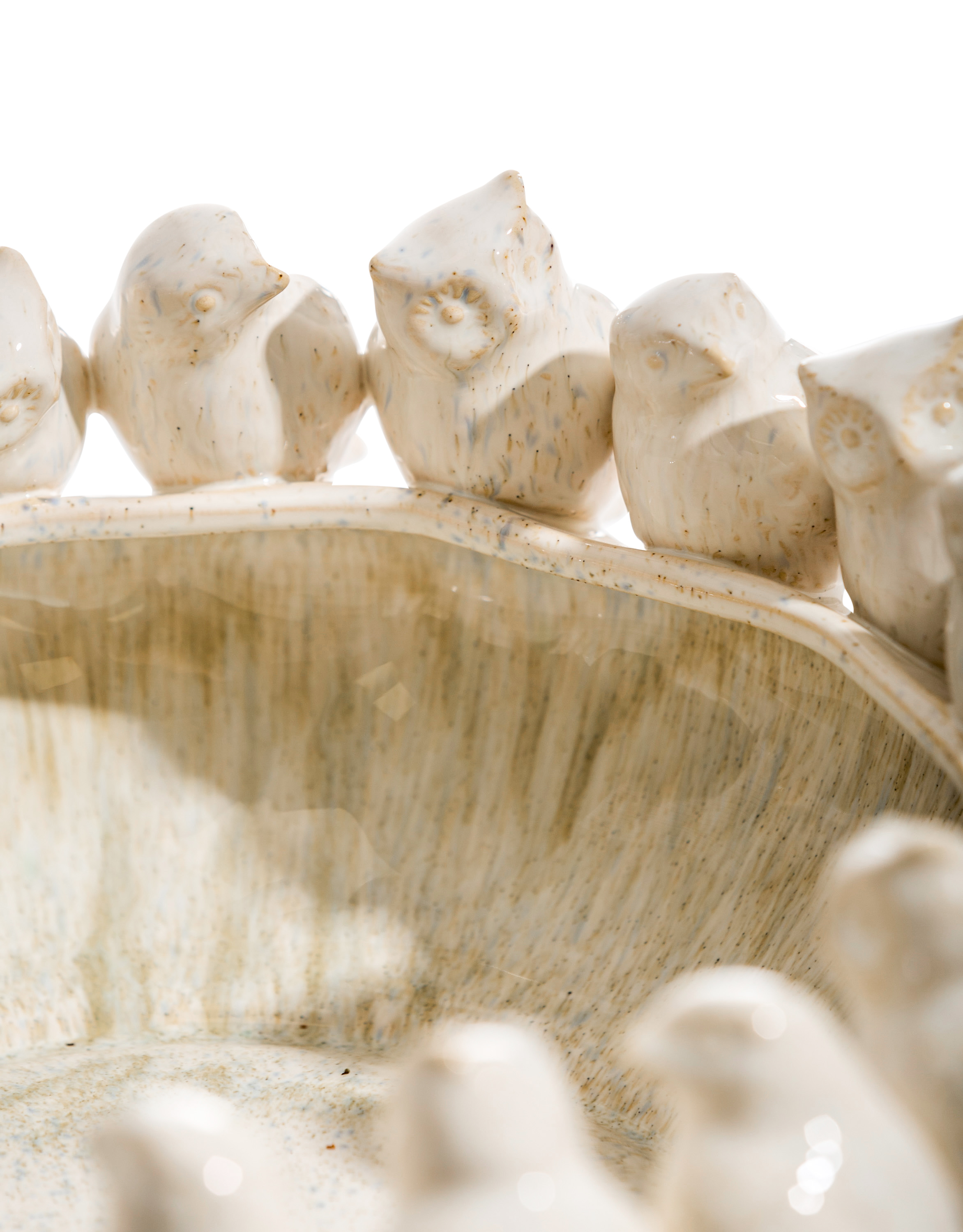 "Oatmeal" Ceramic Flock of Birds Bowl
