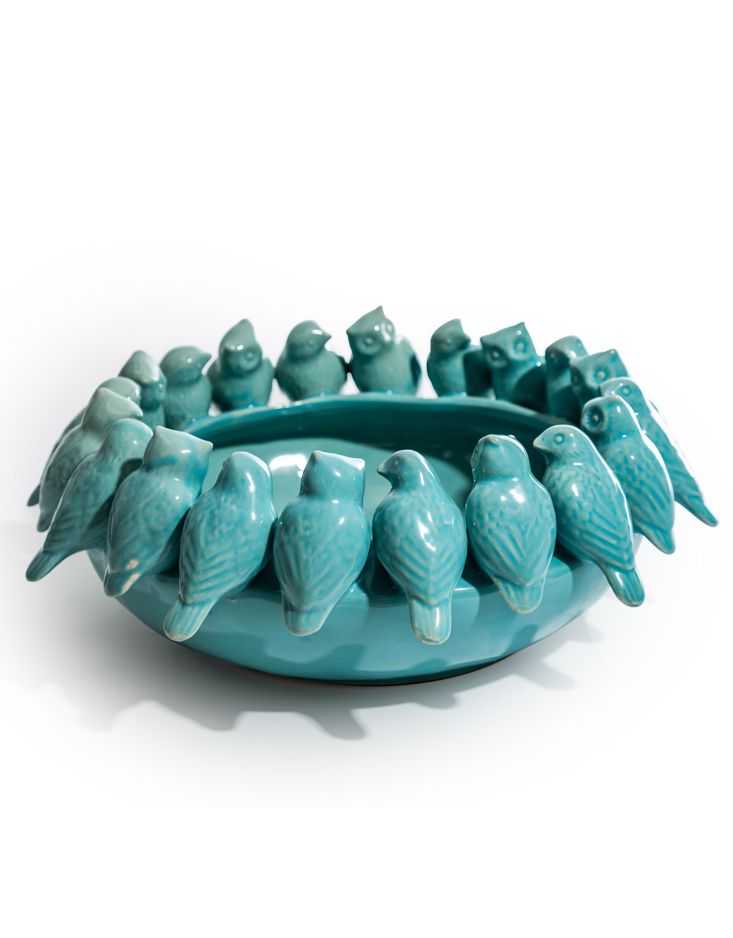 Blue Ceramic Flock of Birds Bowl