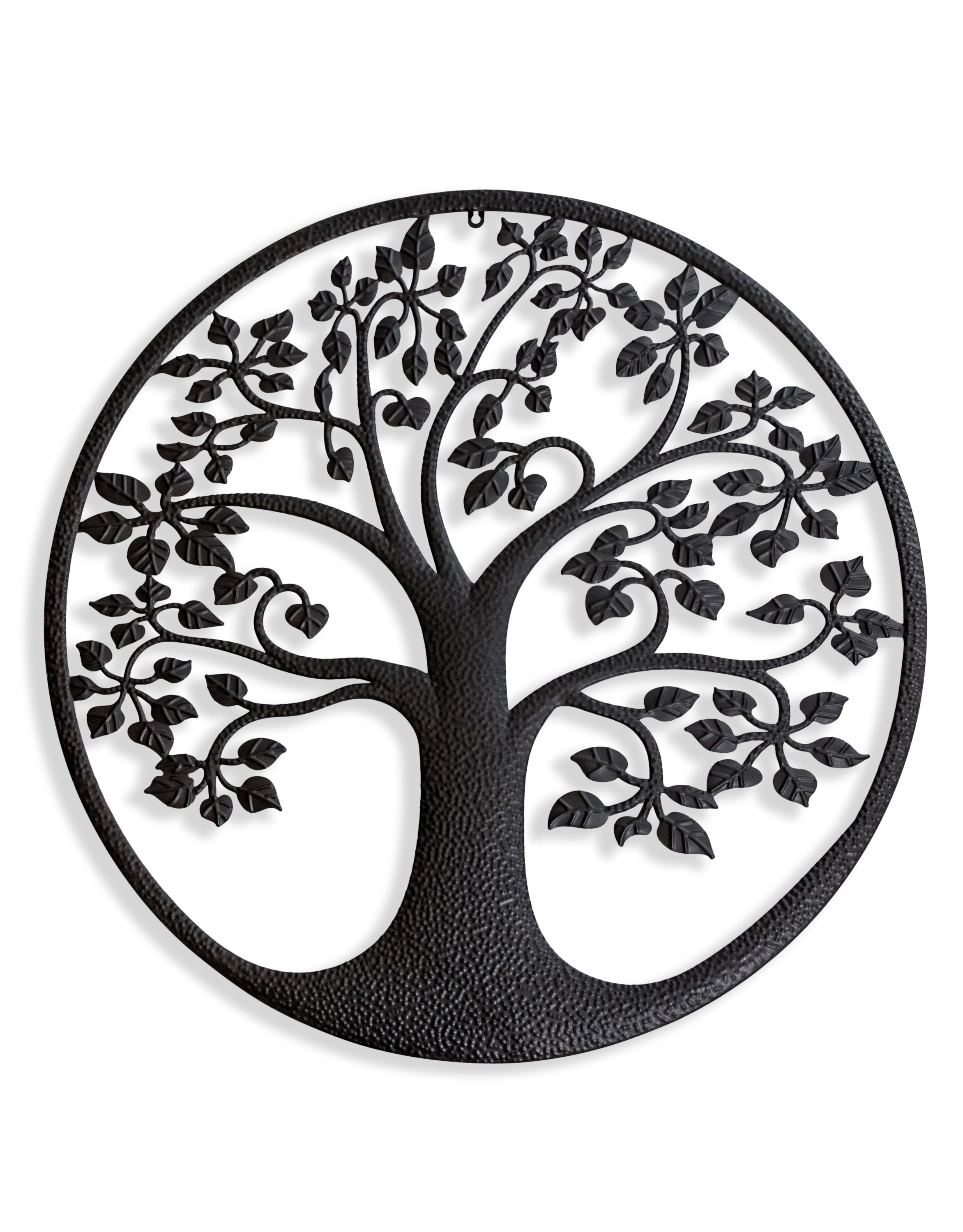 Large Matt Black Hammered-Effect "Tree of Life" Wall Decor