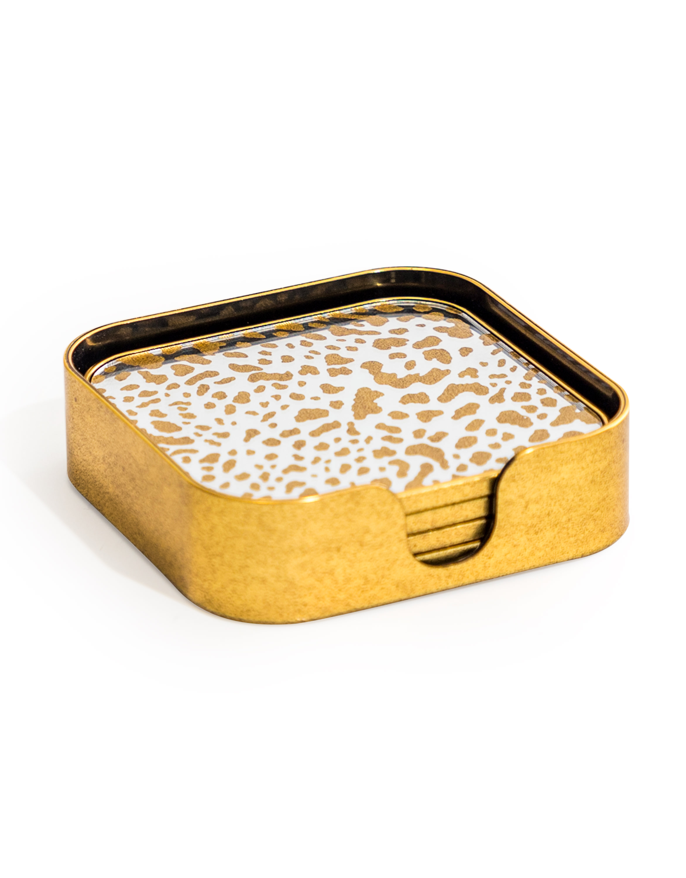 Set of 4 Mirrored Leopard Print Coasters