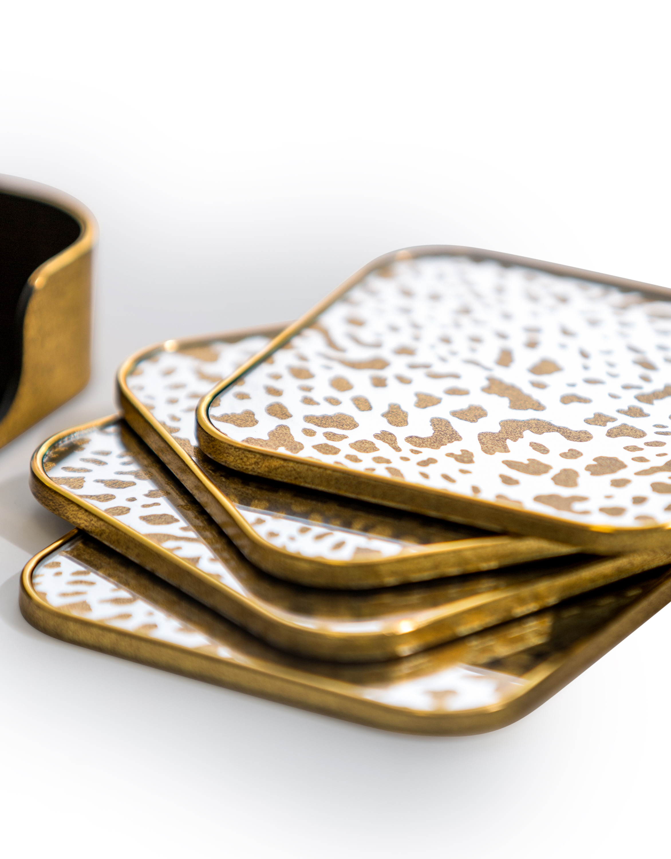Set of 4 Mirrored Leopard Print Coasters