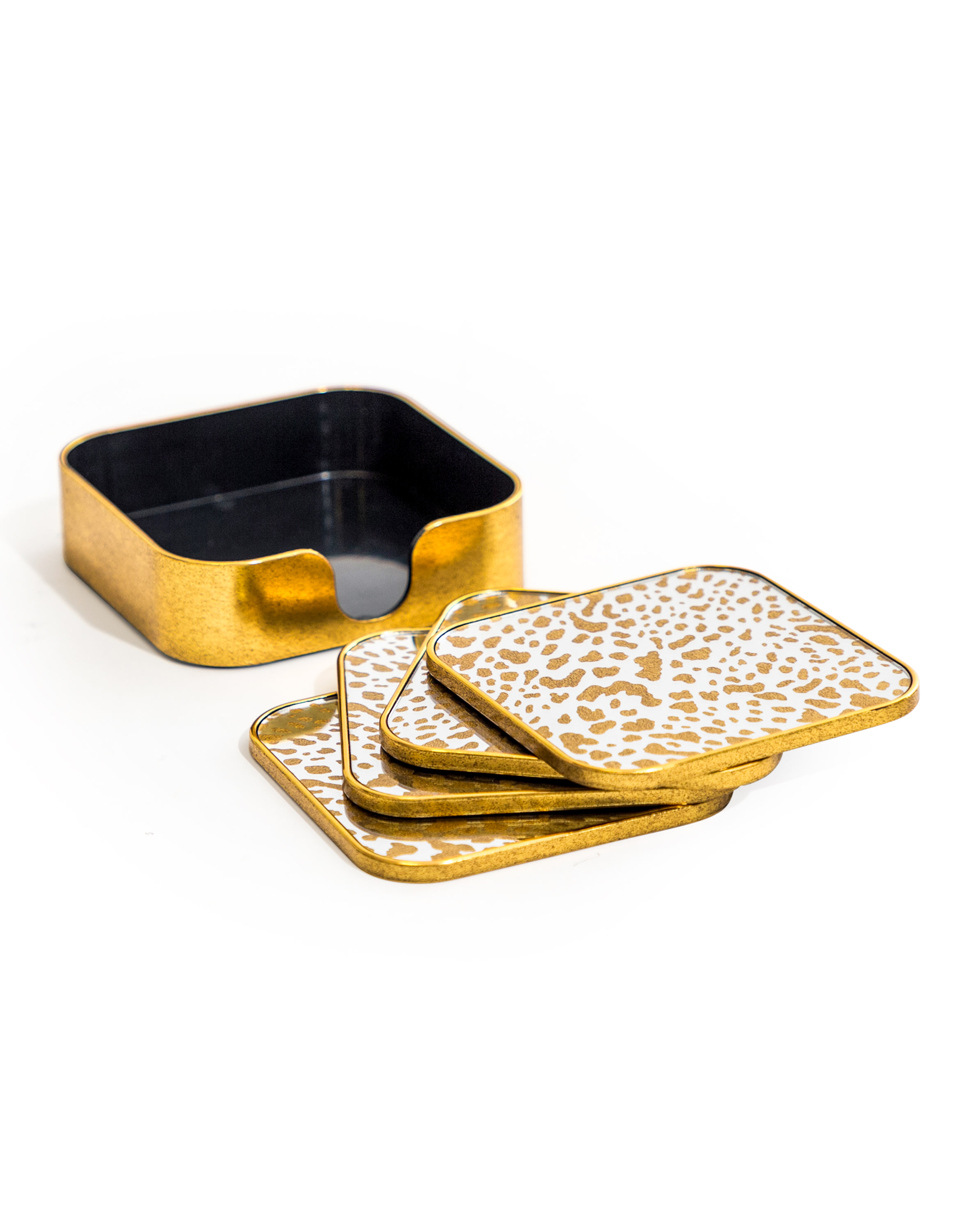 Set of 4 Mirrored Leopard Print Coasters