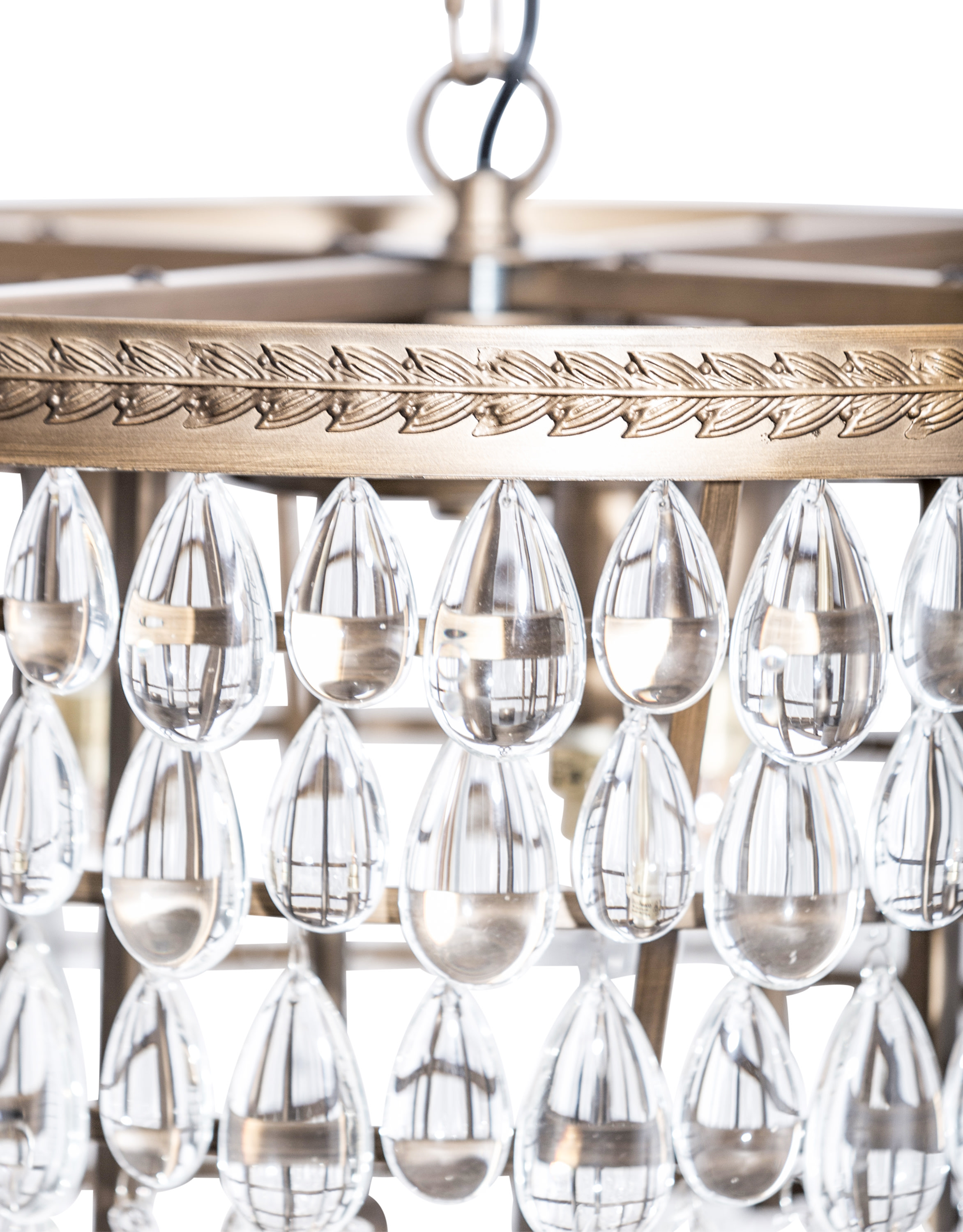 Large Bronze/Gold Finish Rainfall Chandelier w/ Clear Crystals
