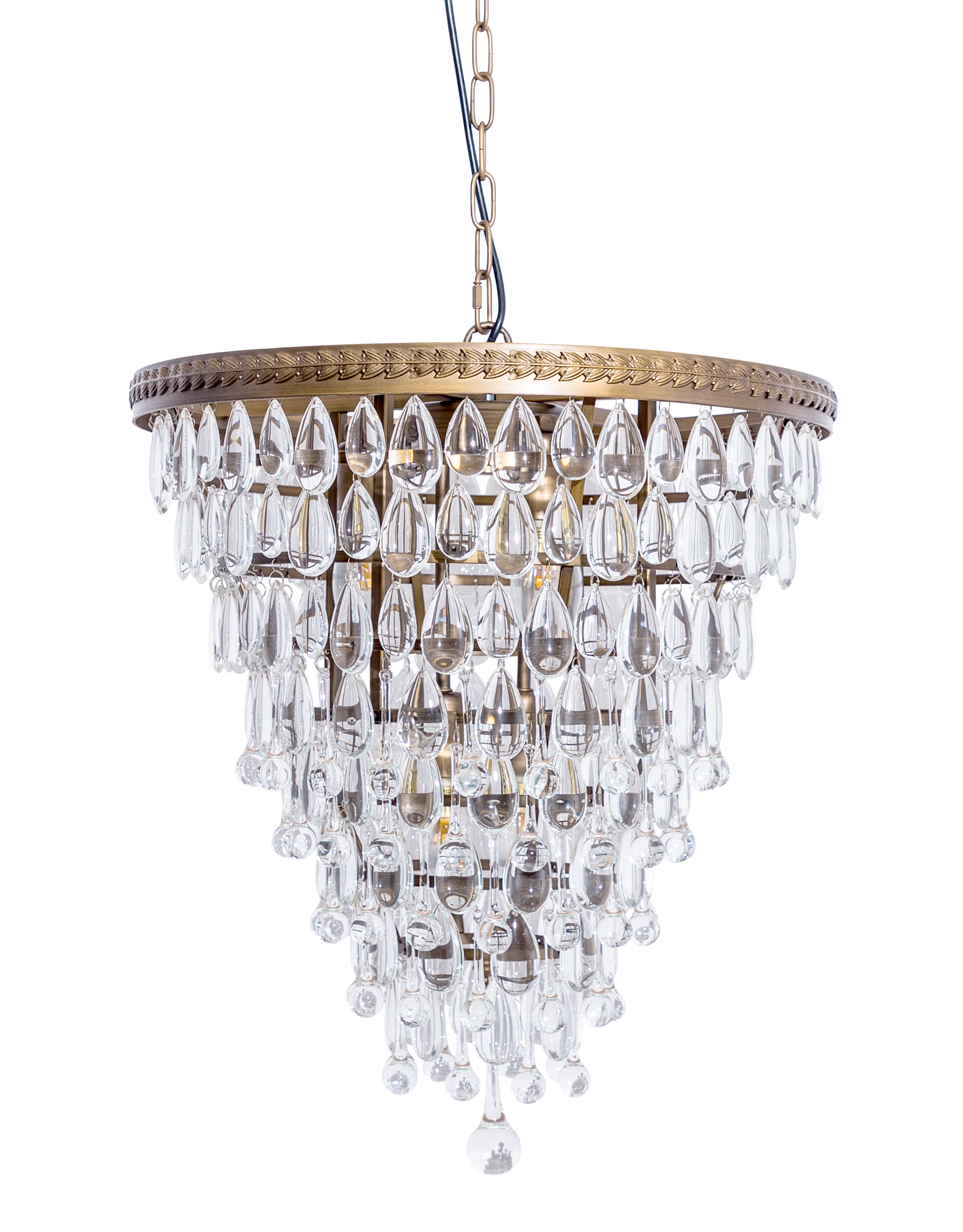 Large Bronze/Gold Finish Rainfall Chandelier w/ Clear Crystals