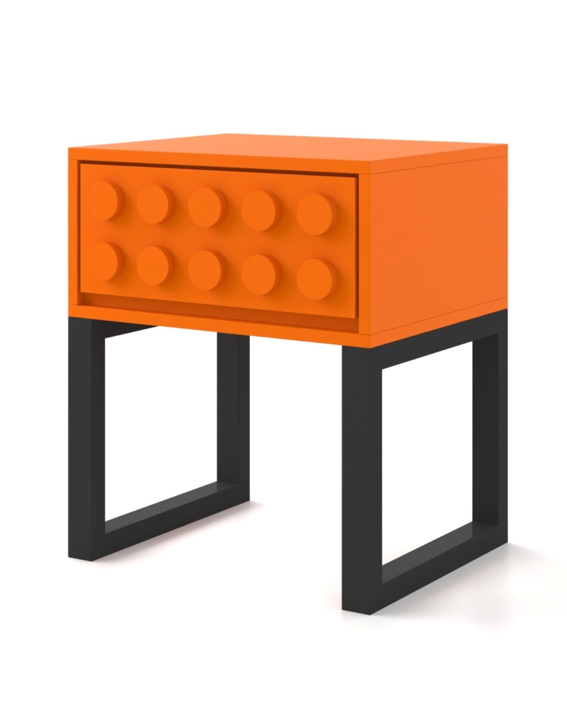 Orange "Ogel" Block Solid Wood Single Drawer Bedside Table
