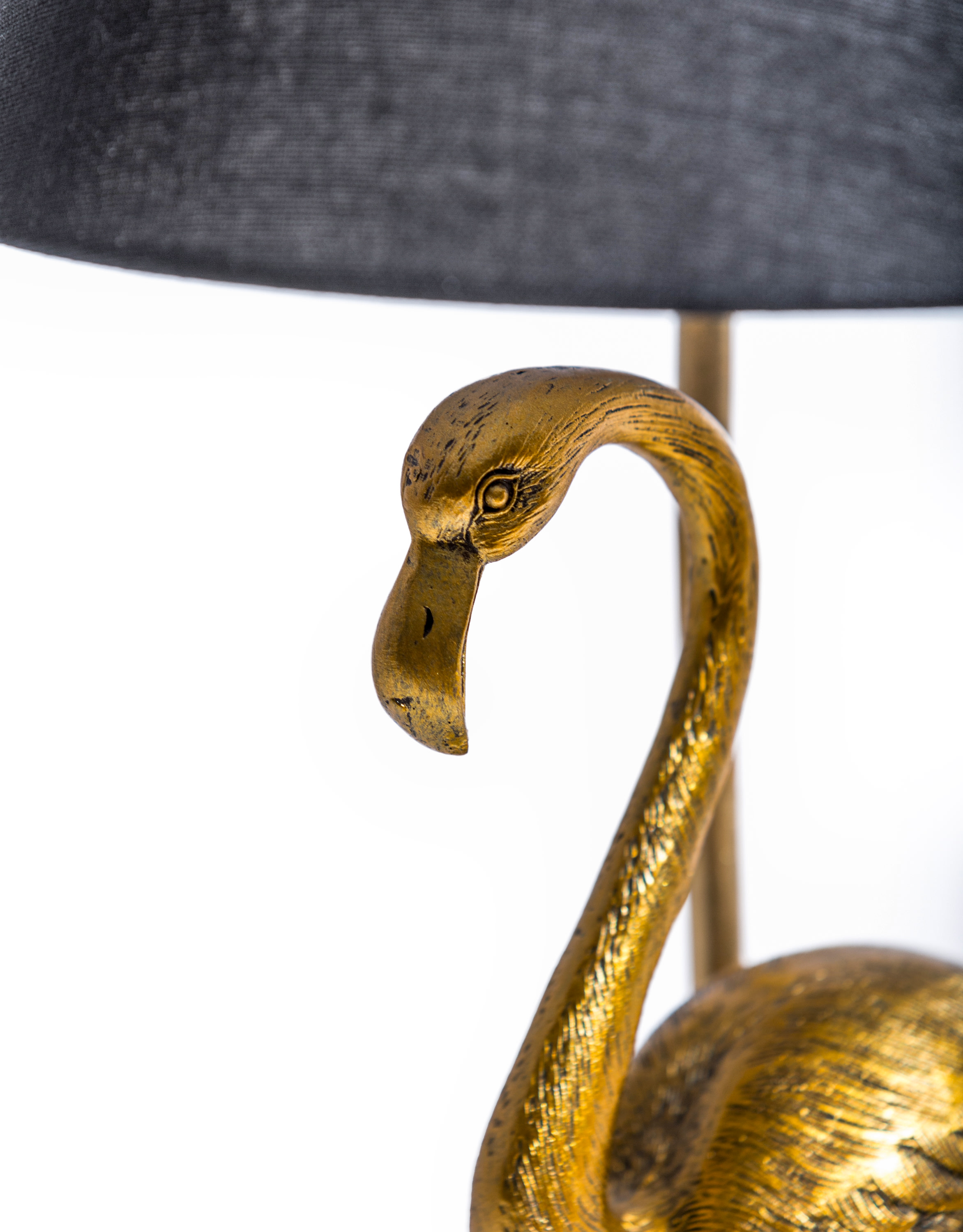 Antique Gold Flamingo Lamp w/ Black Shade