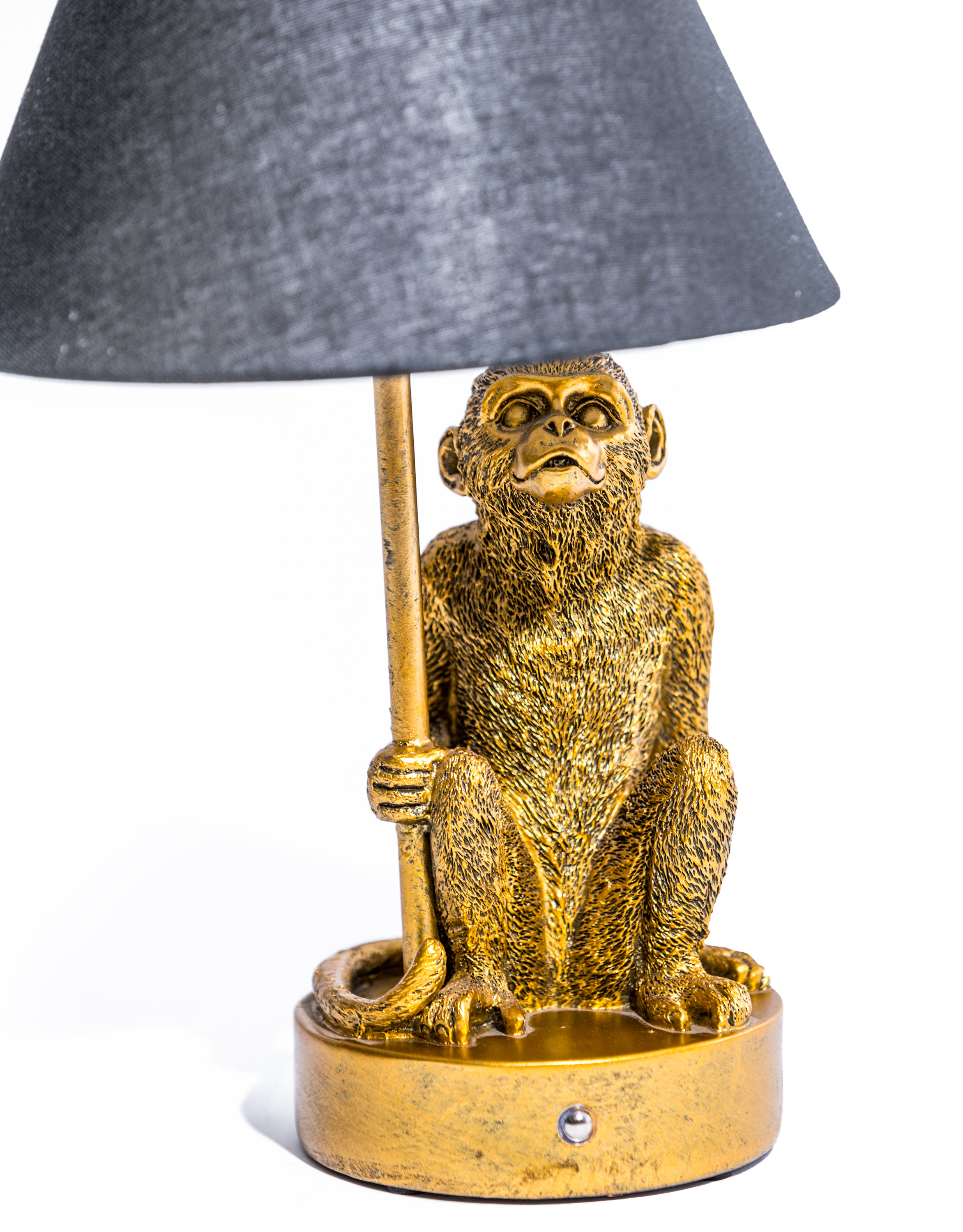 Antique Gold Monkey Lamp w/ Black Shade