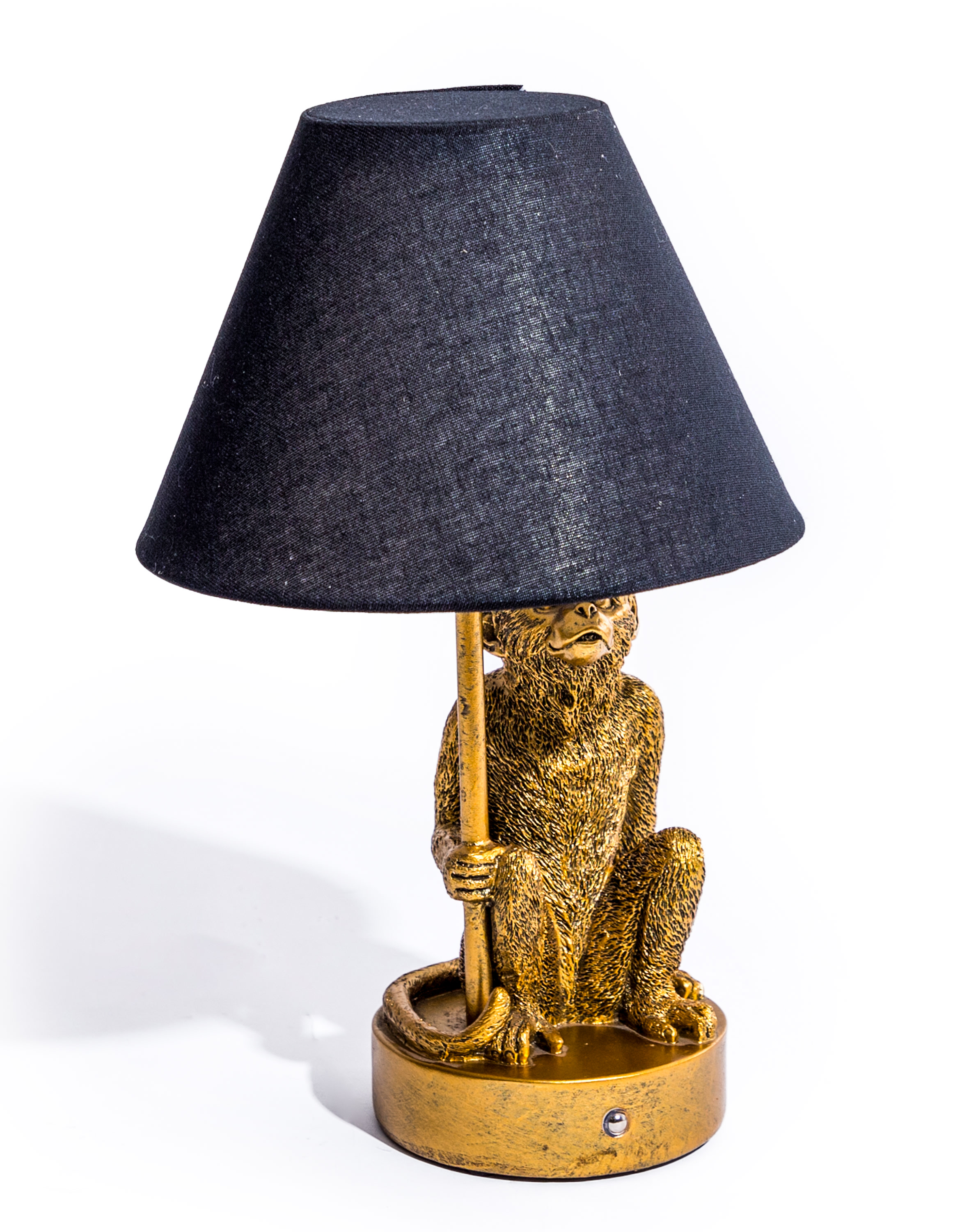 Antique Gold Monkey Lamp w/ Black Shade