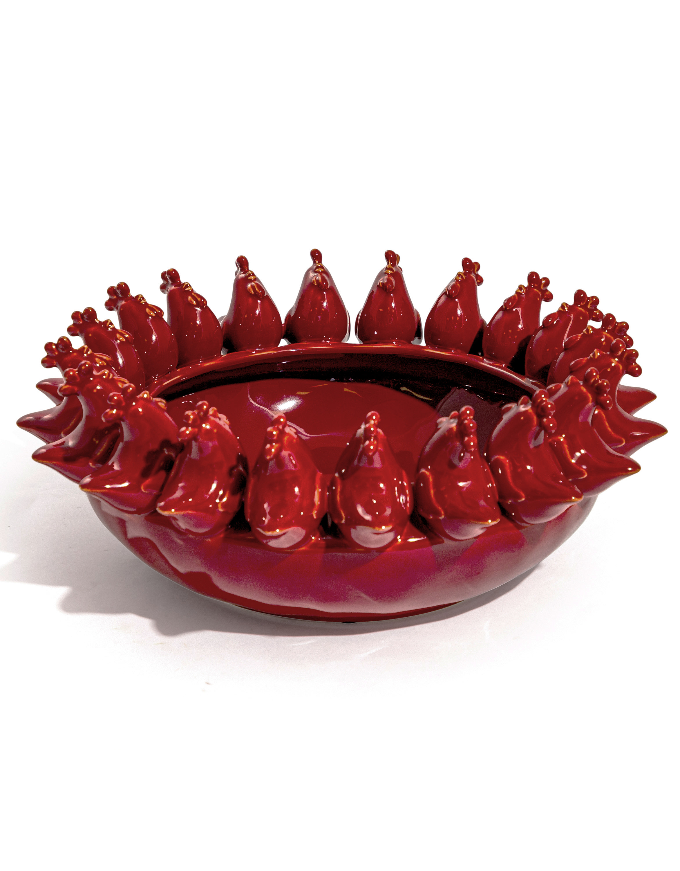 Multi Red Rooster/Chicken Ceramic Bowl