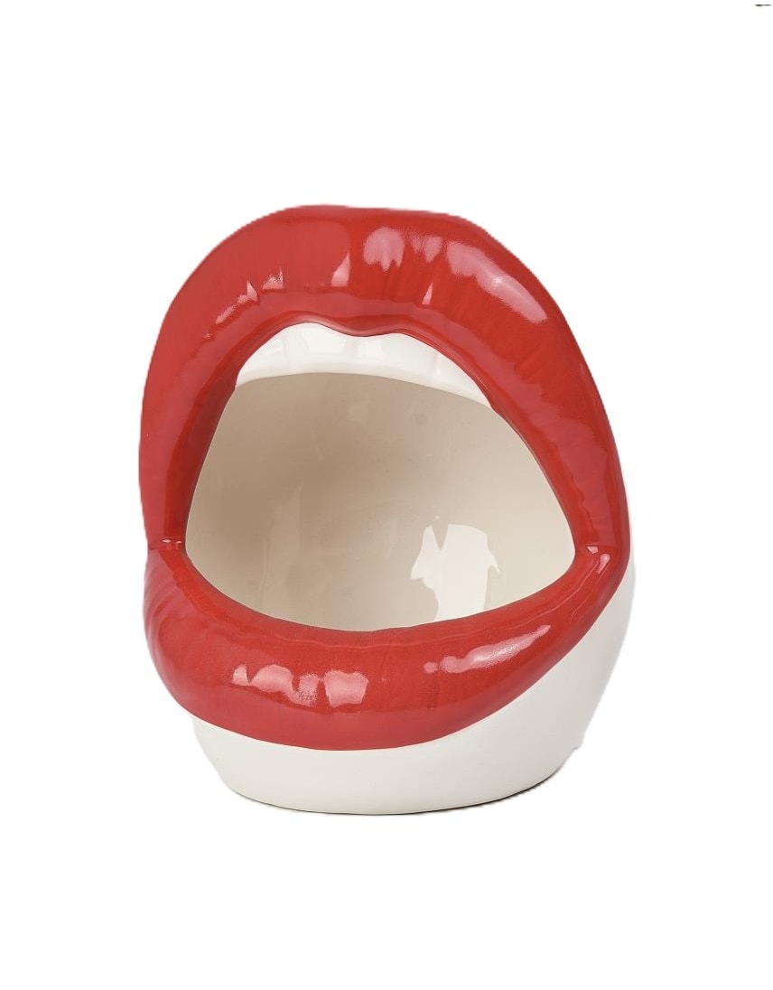 Ceramic Open-Mouthed Red Lips Storage Jar
