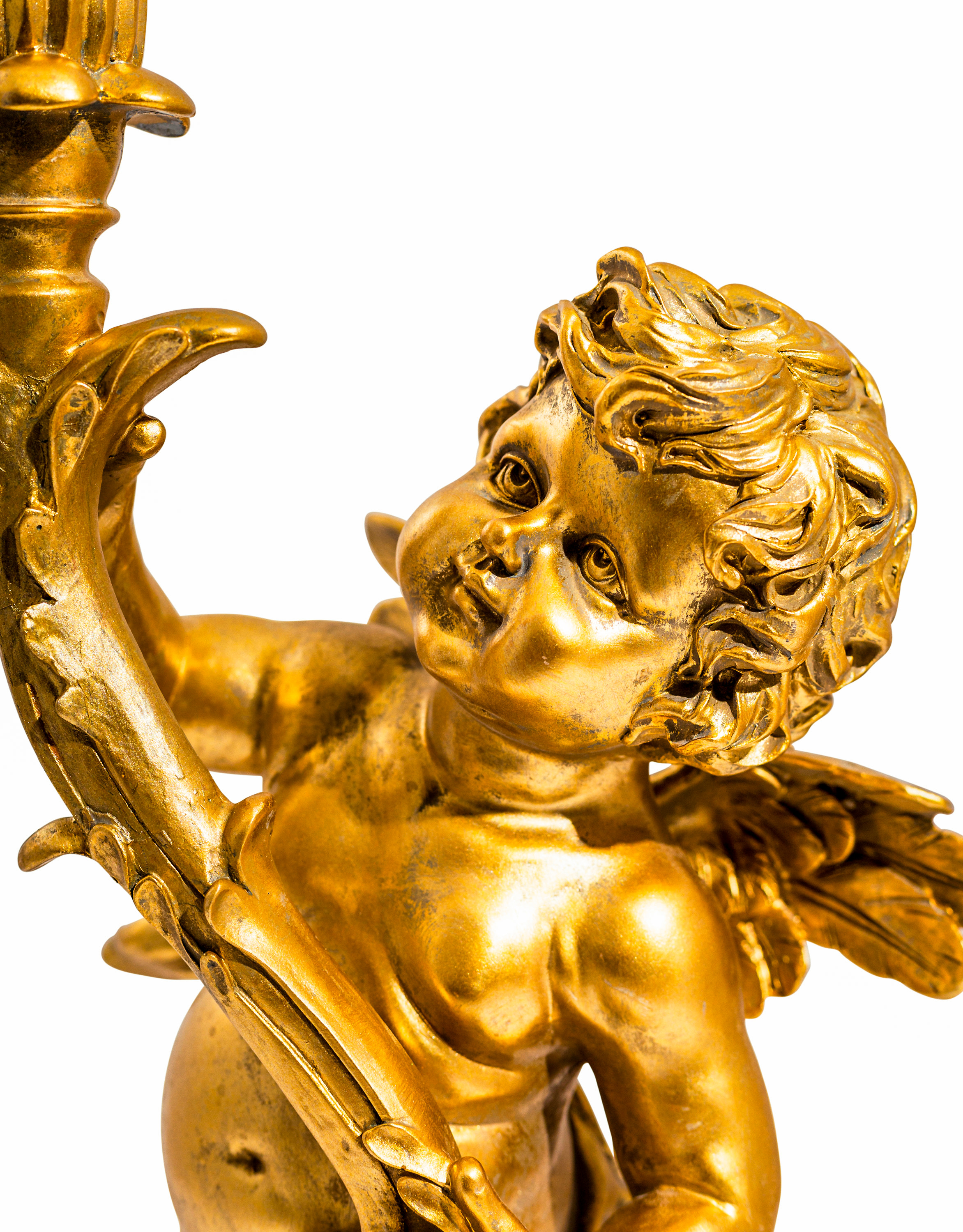 Antique Gold Standing Cherub Table Lamp