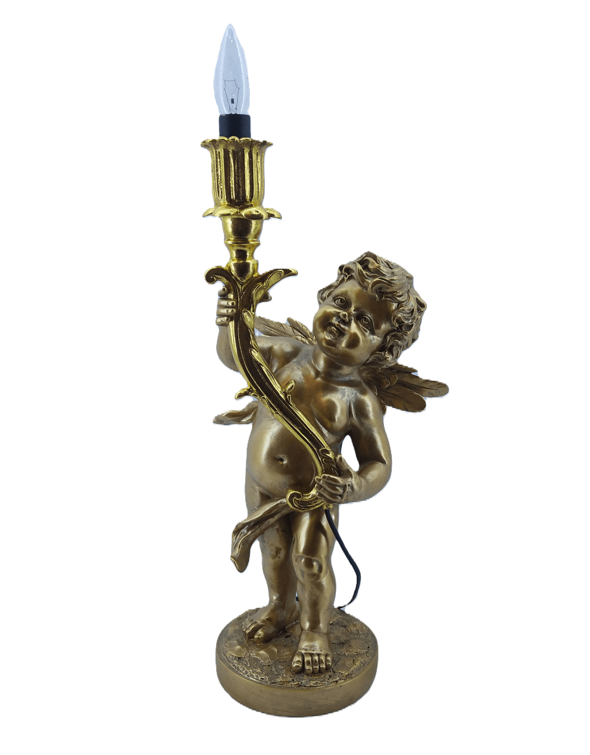 Antique Gold Standing Cherub Table Lamp