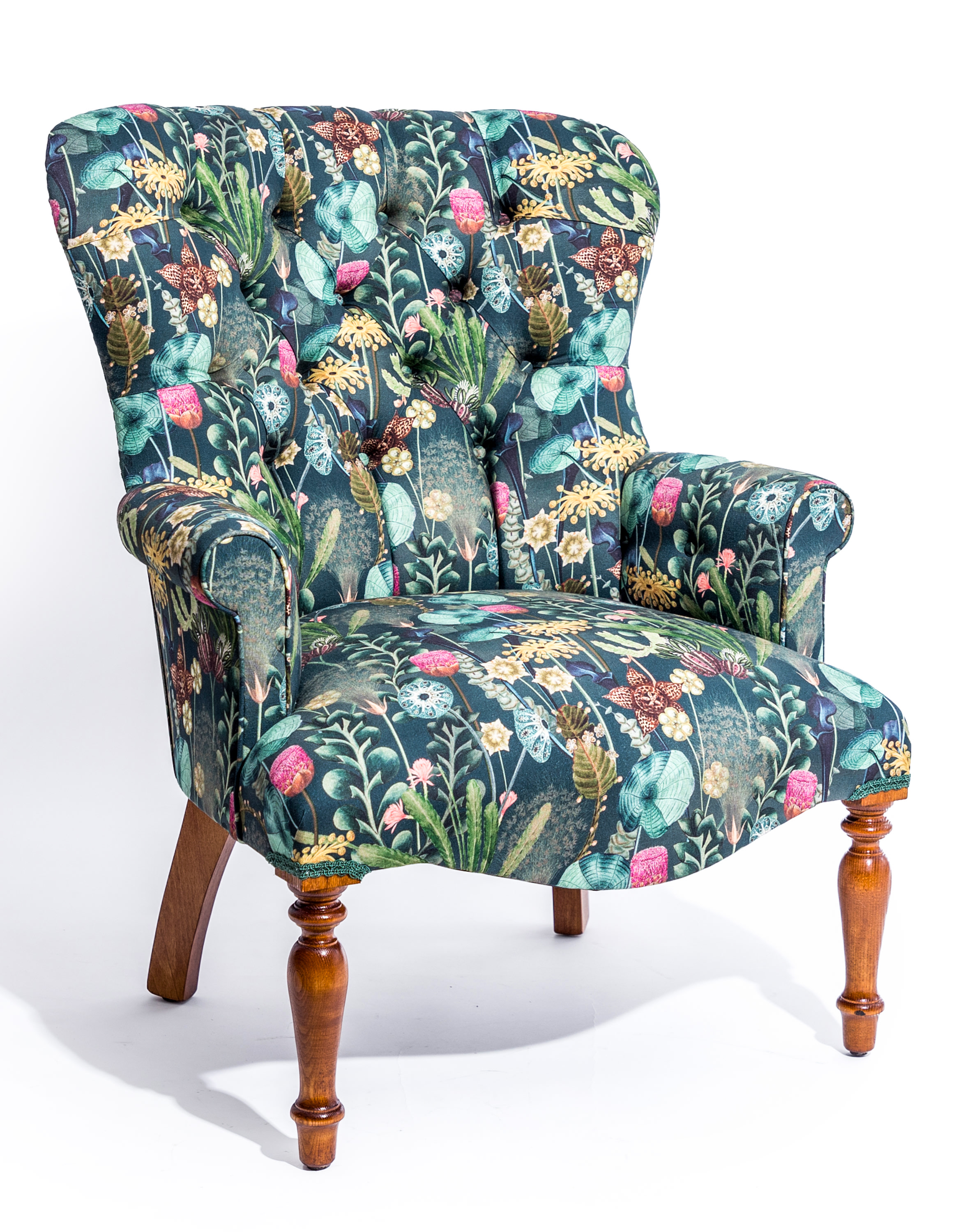 Dark Seaweed Button Back Occasional Chair - Hand Made in the UK