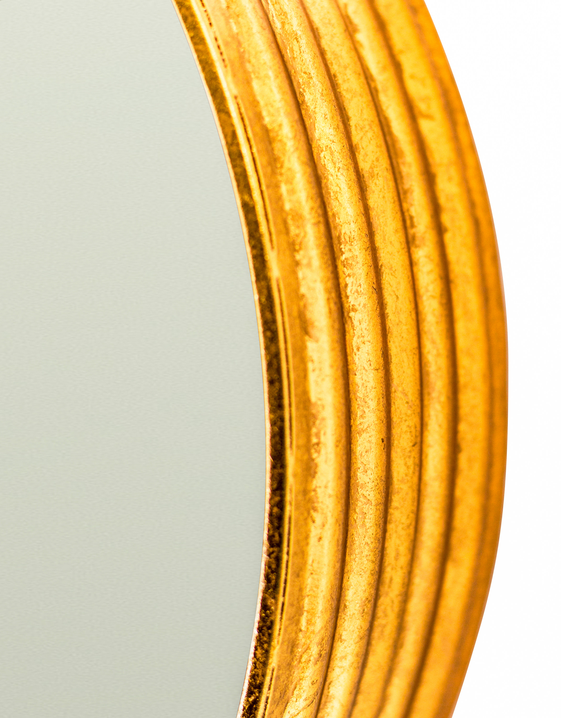 Gold Leaf Ribbed Cylinder Mirror 40cm