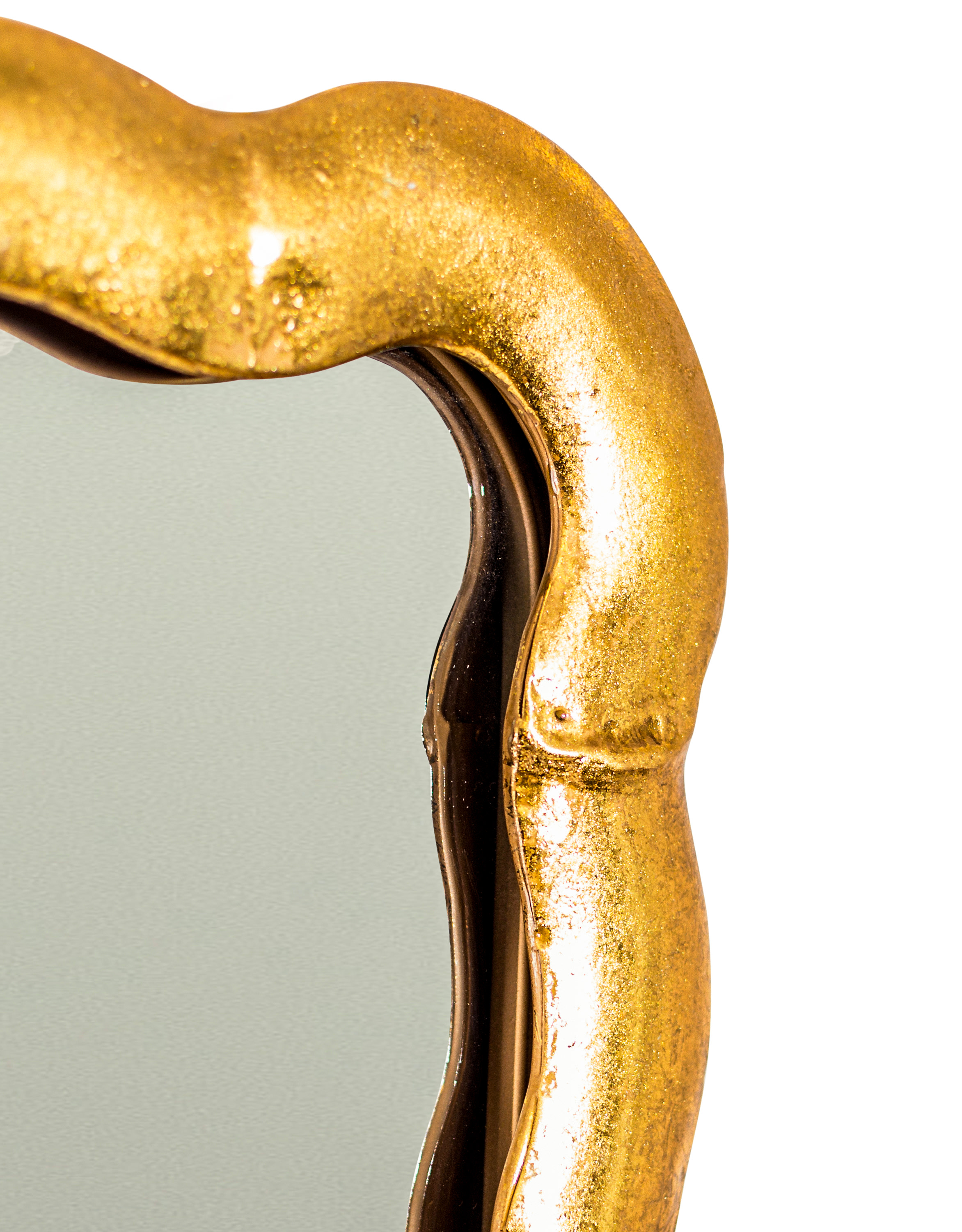 Extra Large Antique Gold Wave Wall / Lean-To Mirror