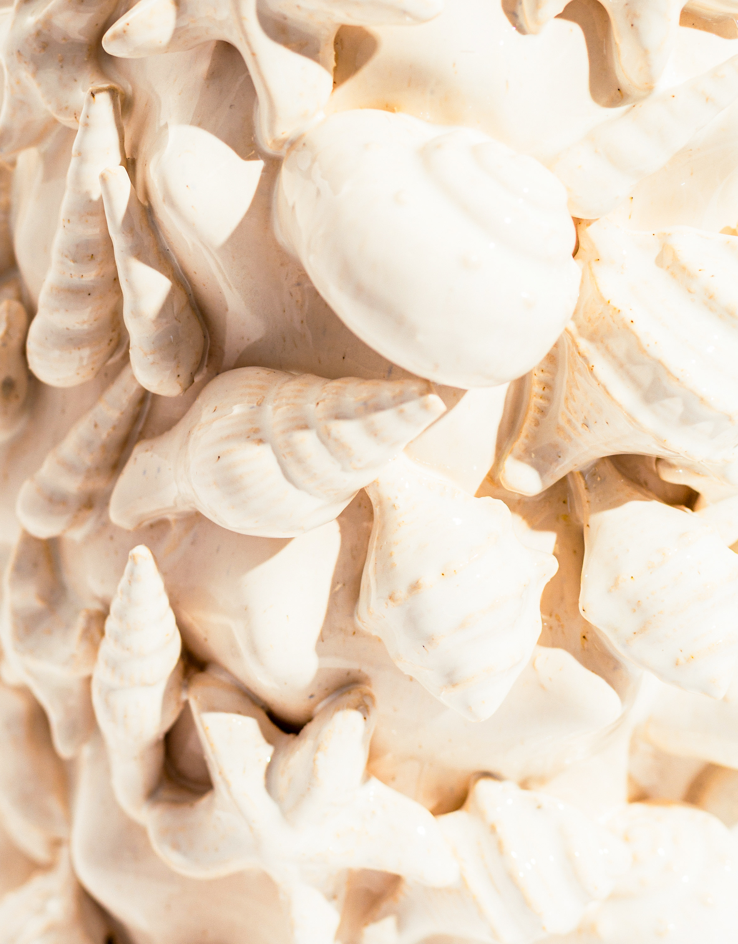 Sand-White Sea Shell Large Ceramic Vase
