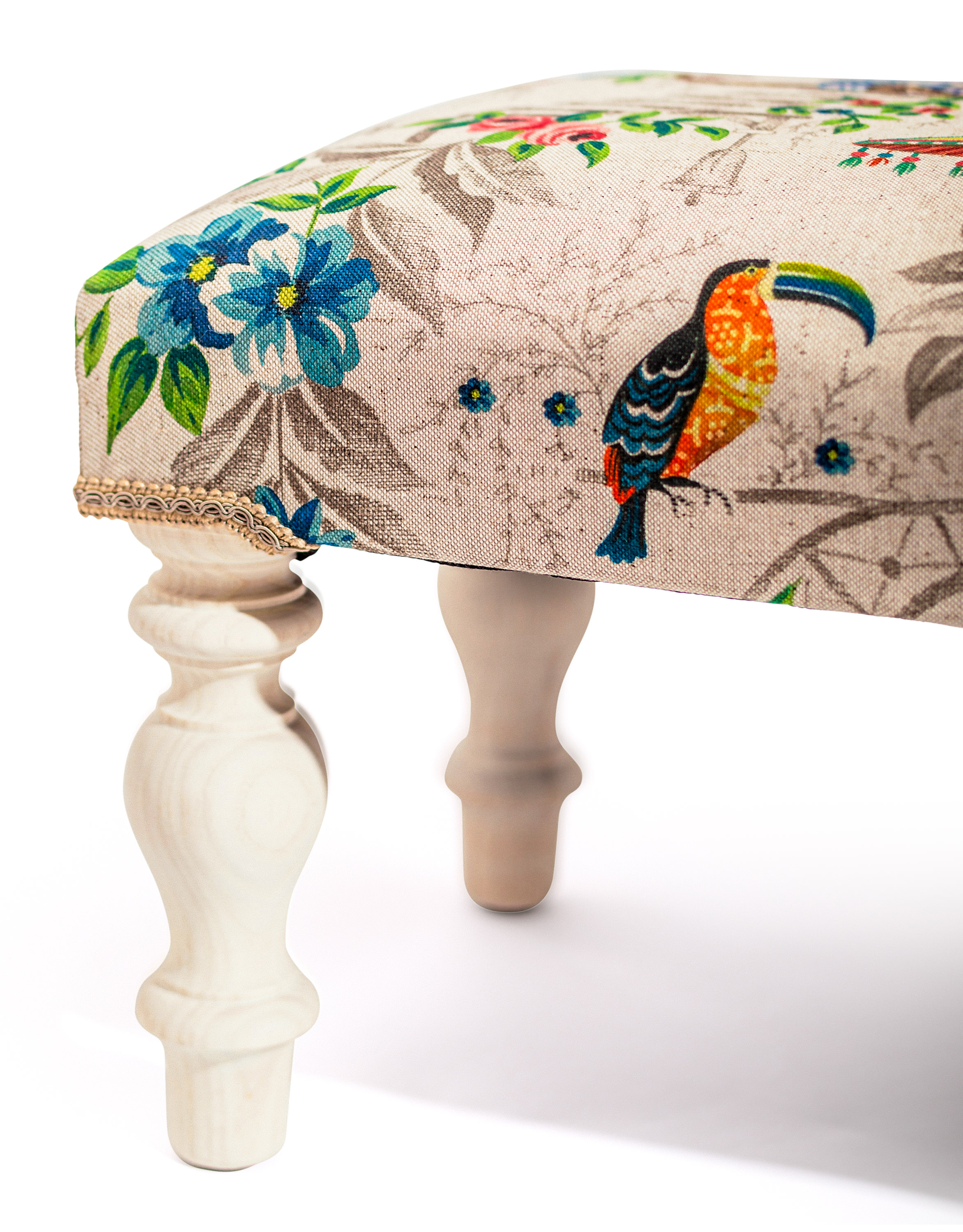 Chinoserie Tropical Footstool - Hand Made in the UK