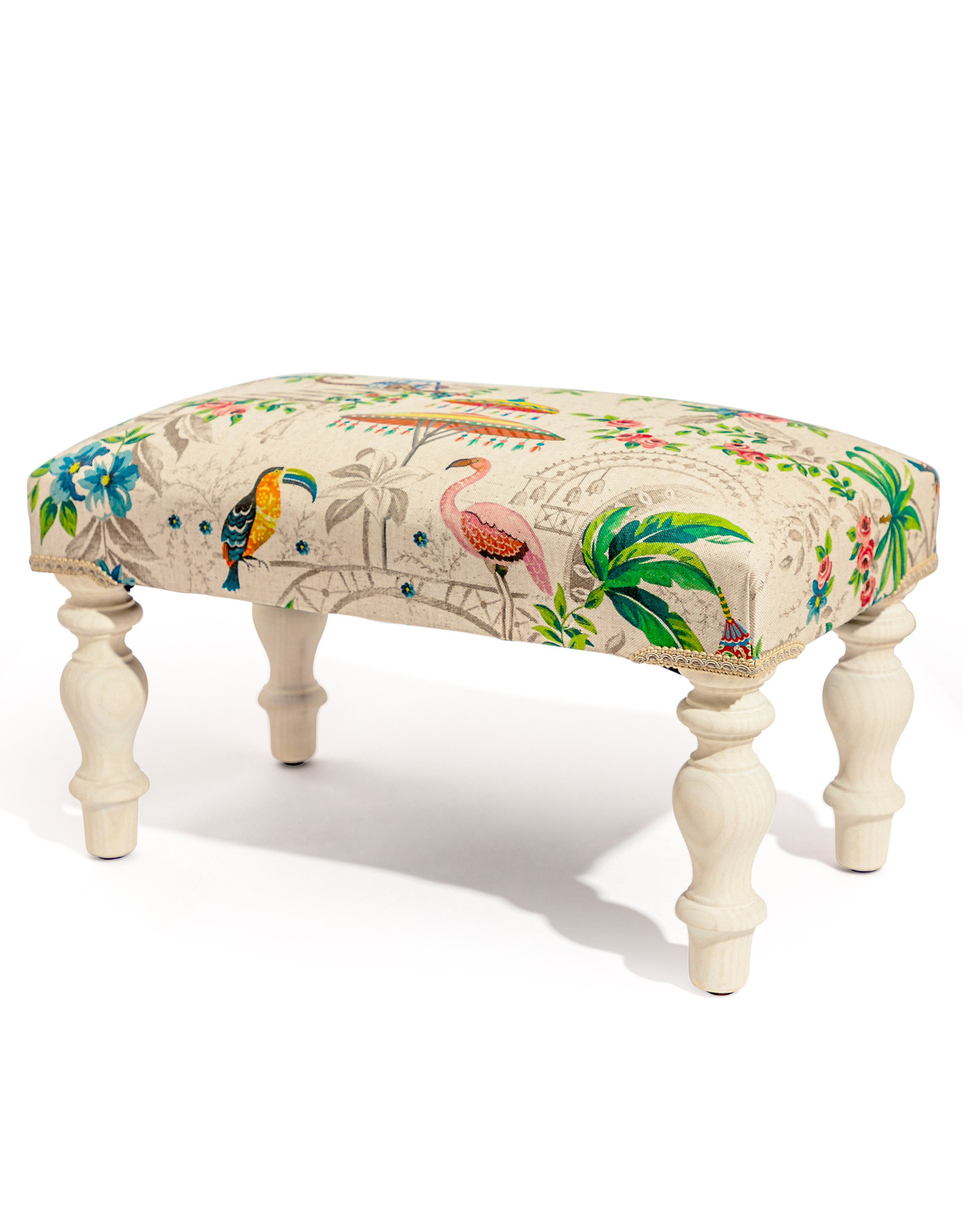 Chinoserie Tropical Footstool - Hand Made in the UK