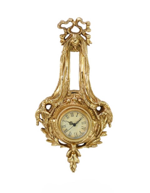 Antique Gold Wall Hanging Ornate Bow Clock