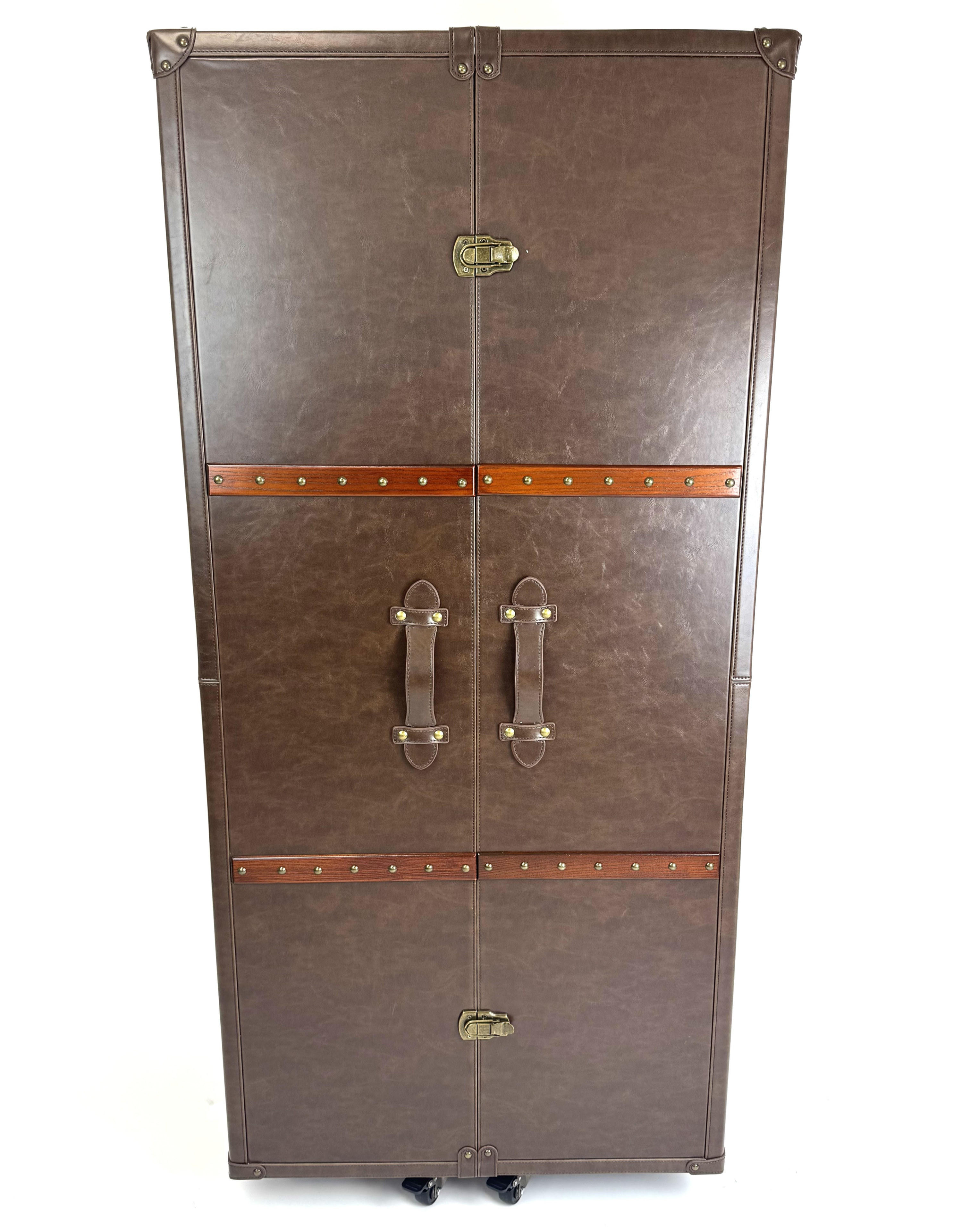 Soho Steamer Extra Large Brown Leather Two-Door Wine / Bar Cabinet