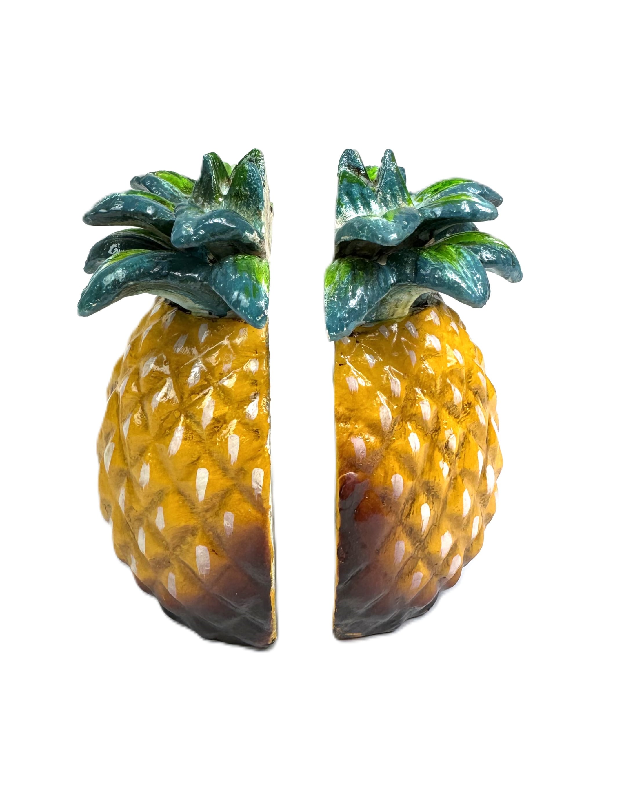 Cast Iron Antiqued Pair of Pineapple Bookends