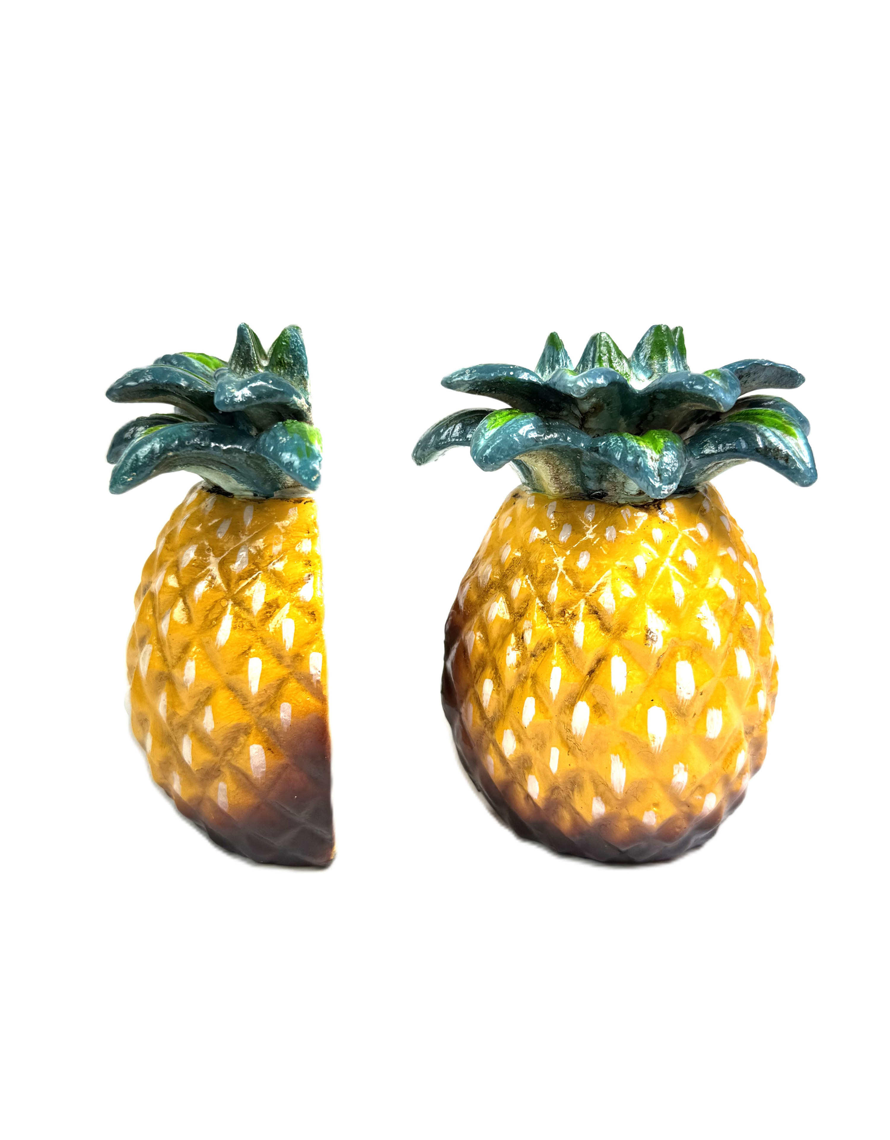 Cast Iron Antiqued Pair of Pineapple Bookends