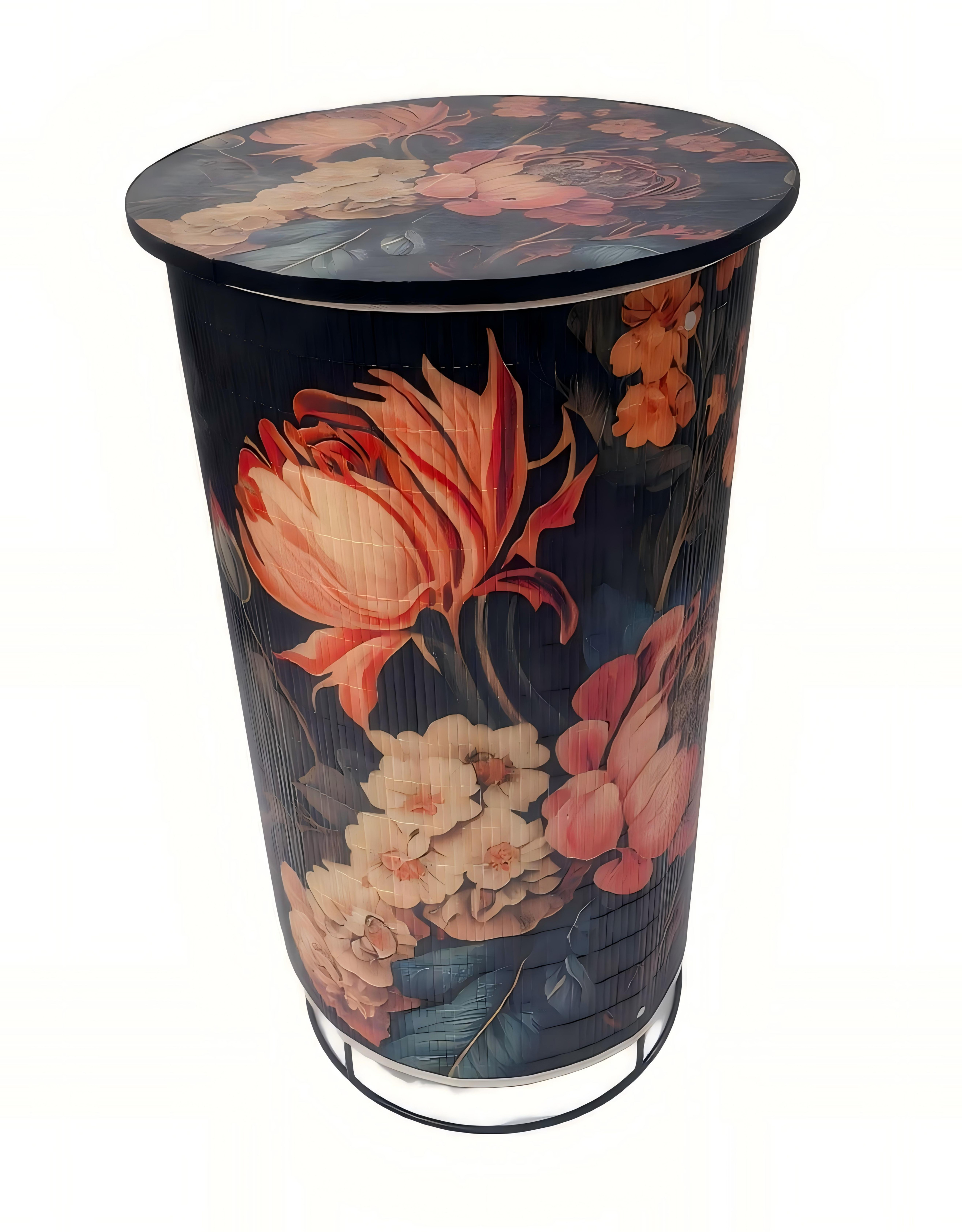 Floral Boho Bamboo Side Table 70cm (to be bought in qtys of 2)
