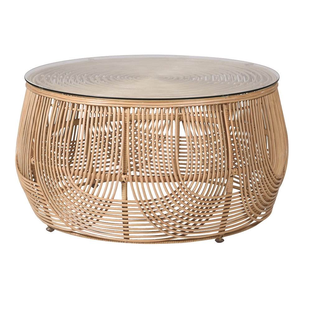 Wicker coffee table with glass top store