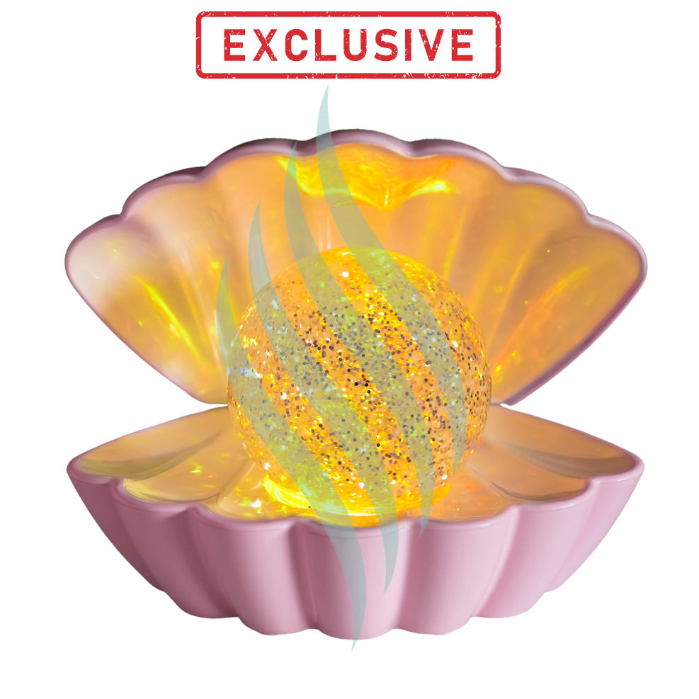 Pink - Colour Changing LED Clam wt Glitter Pearl